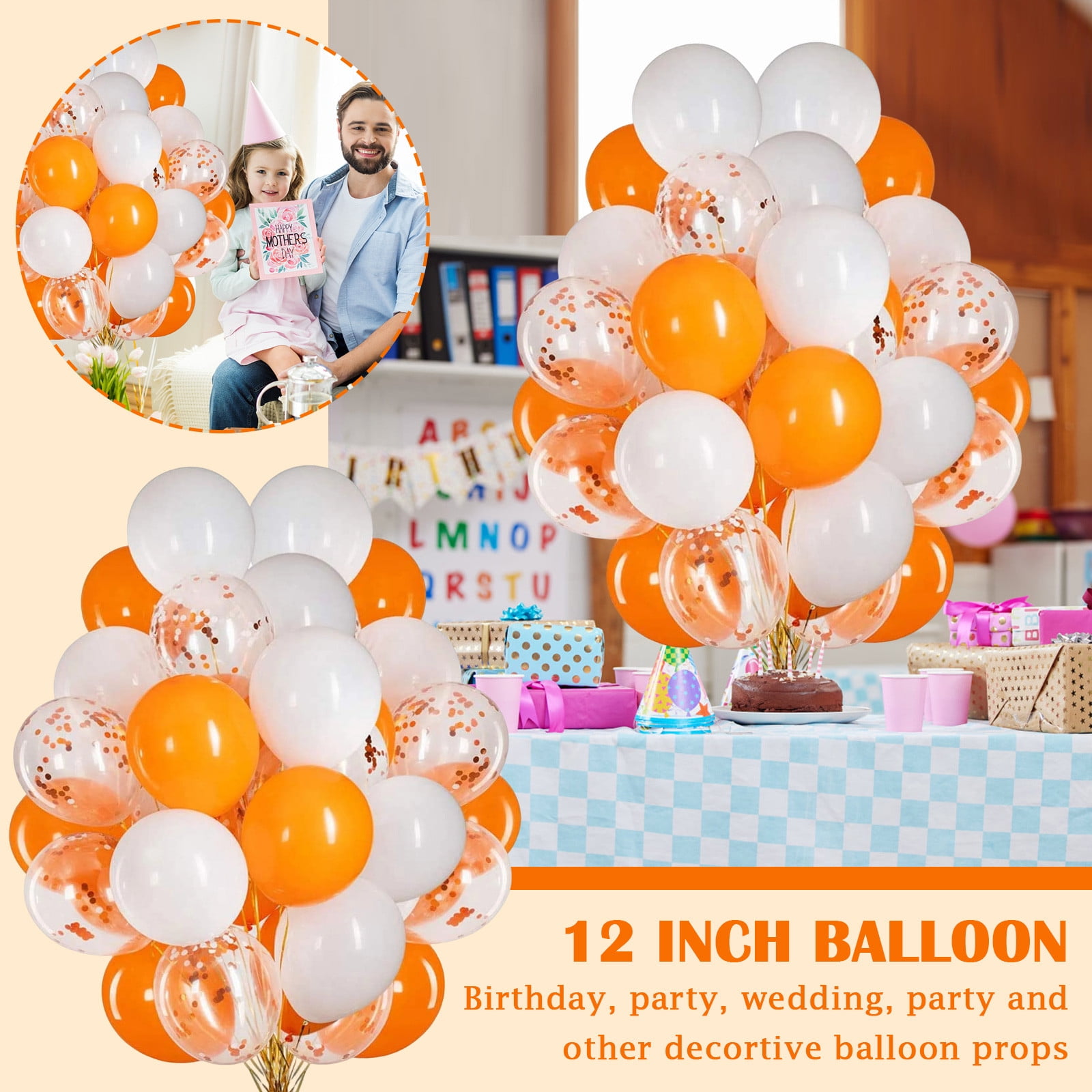 Shkhoas Orange Latex Balloons Party Decorations 12 Inch 50 Pcs White ...