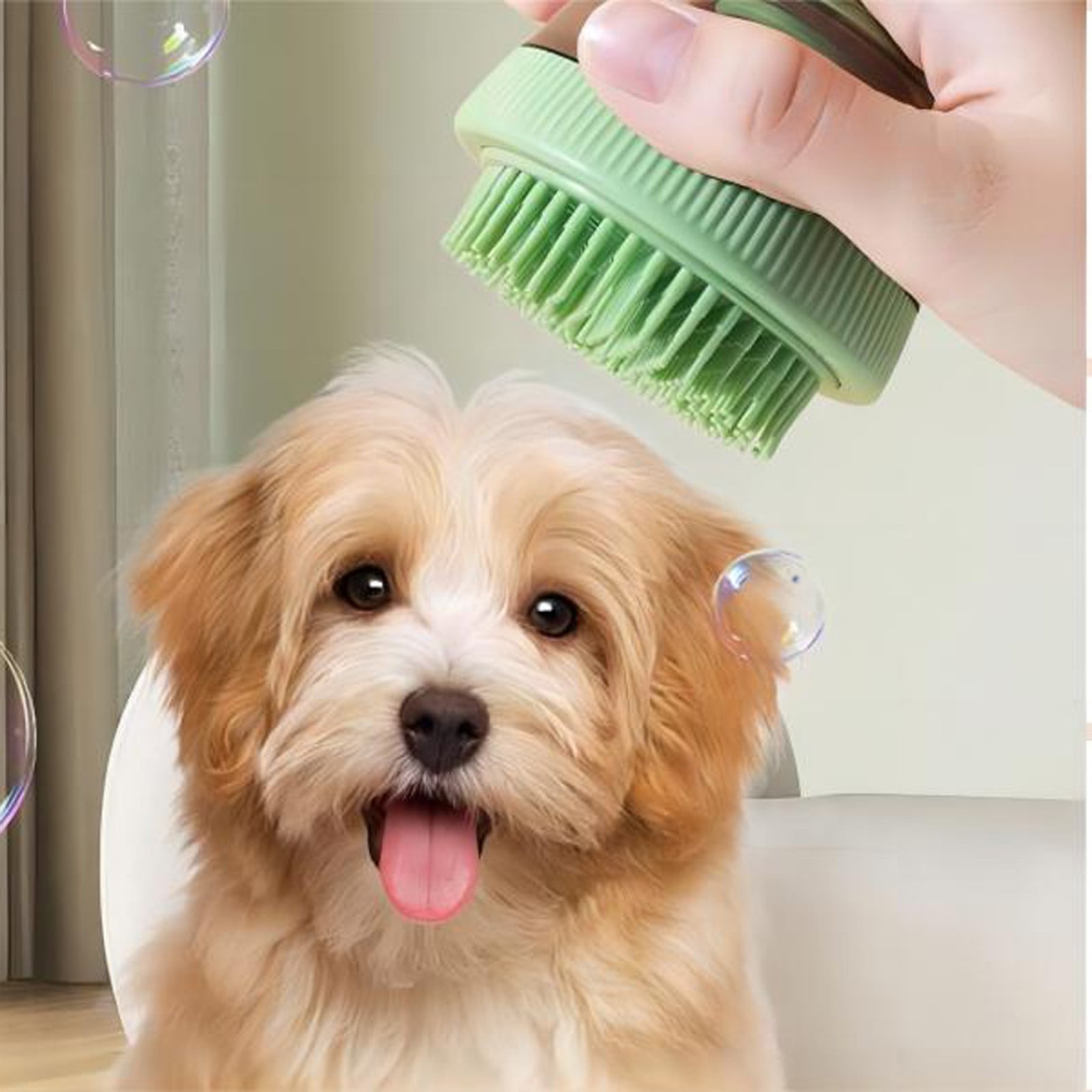 Shkhoas Pet Grooming Bath Massage Brush with Soap and Shampoo Dispenser ...