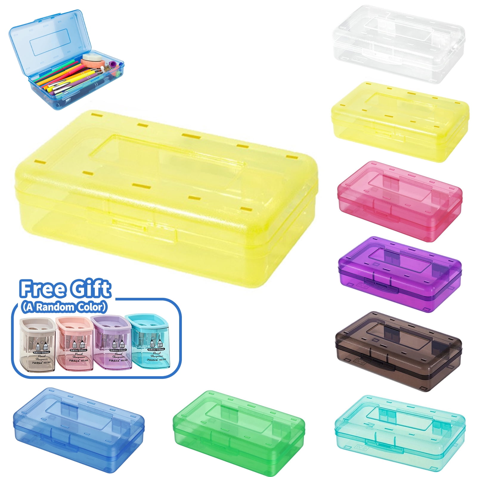 Shkhoas Plastic Pencil Box Large Capacity Pencil Boxes Clear Boxes with ...