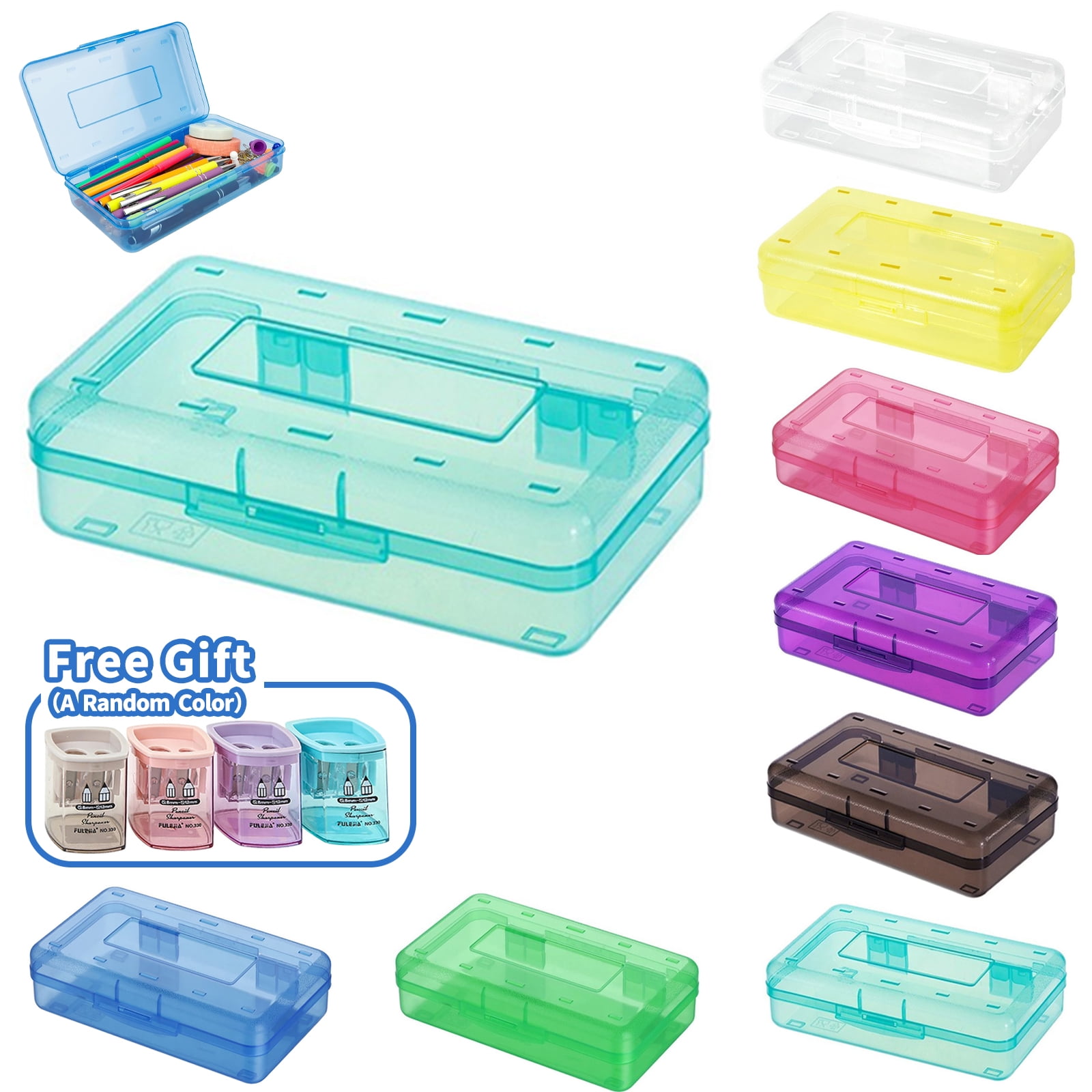 Shkhoas Plastic Pencil Box Large Capacity Pencil Boxes Clear Boxes with ...