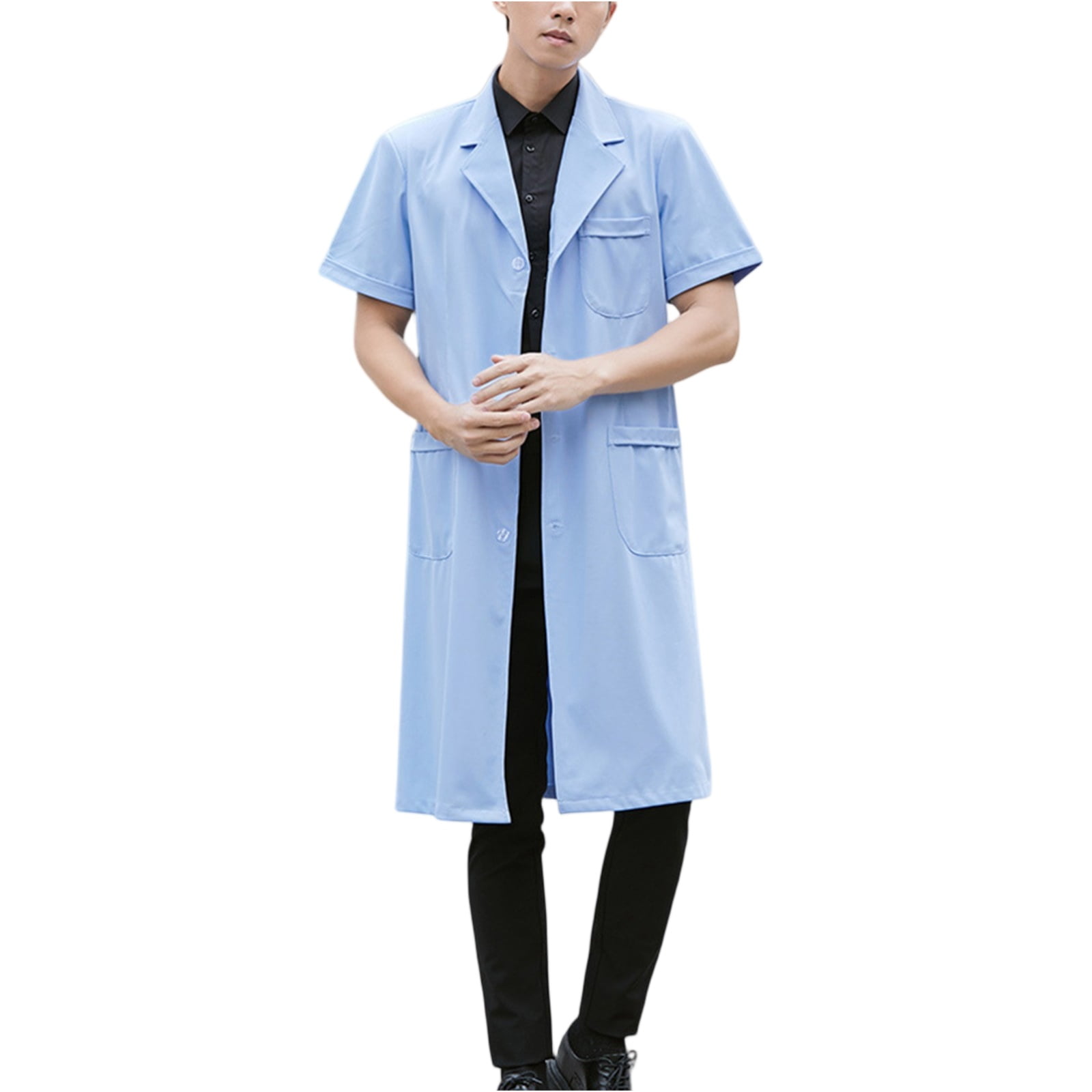 Shkhoas Scientist Doctor Costume Women Men Short Sleeve Doctor Nurse Med Labcoat Button Full ...