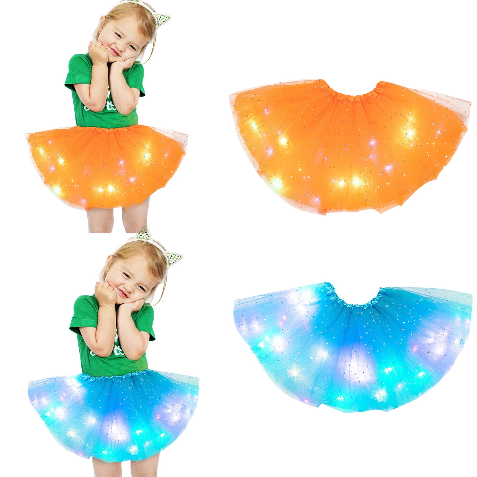 Shldybc 2PC LED tutus Skirt Light Up Layered Skirts Christmas Fashion ...