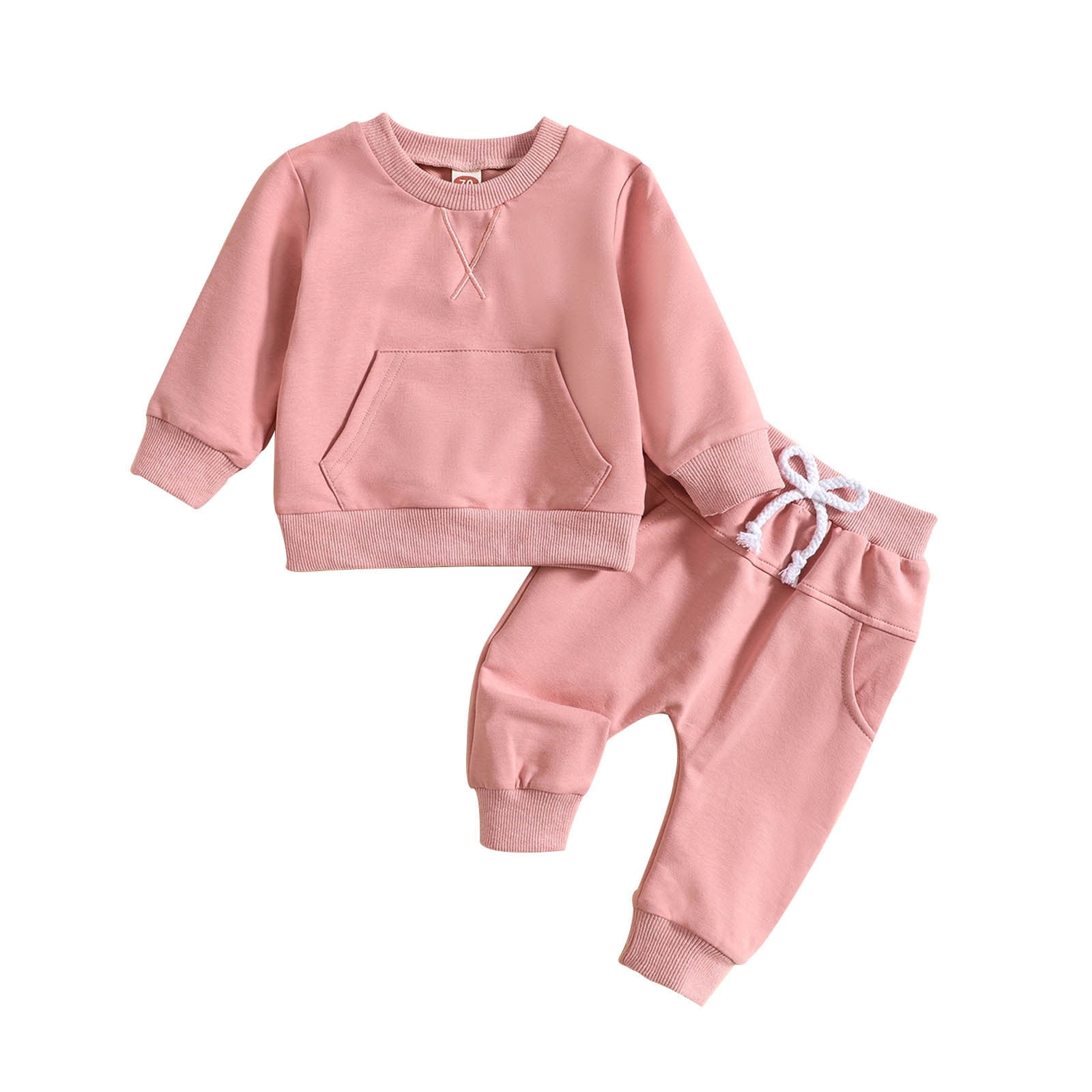 Shldybc Baby Days Savings! Toddler Baby Boy Girl Fall Winter Outfit Solid Crewneck Long Sleeve ...