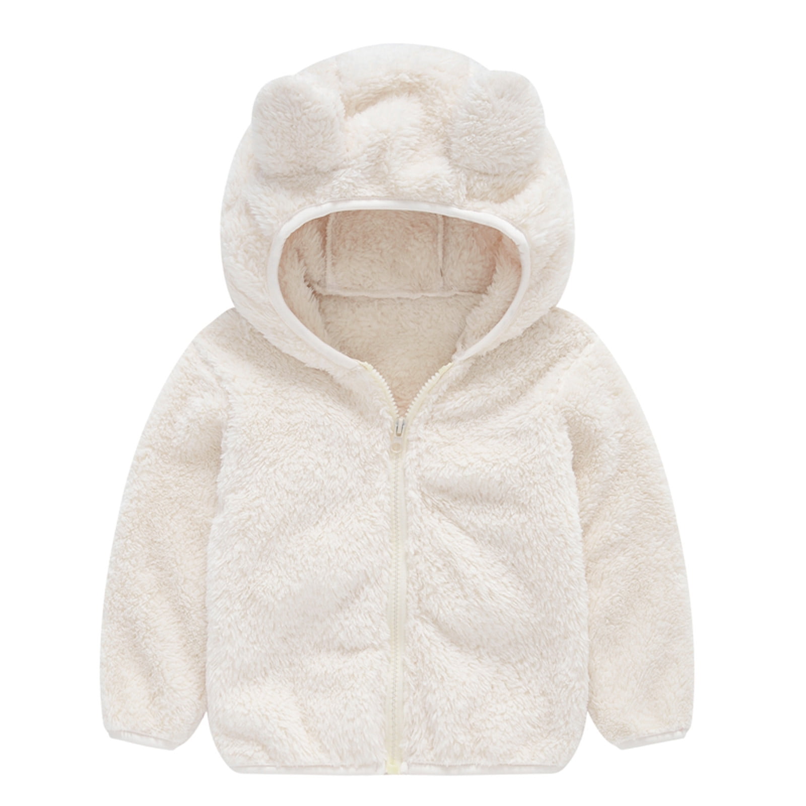 Baby Days Savings! FAMTKT Toddler Baby Boys Girls Fleece Hoodie Jacket Solid Color Plush Cute ...