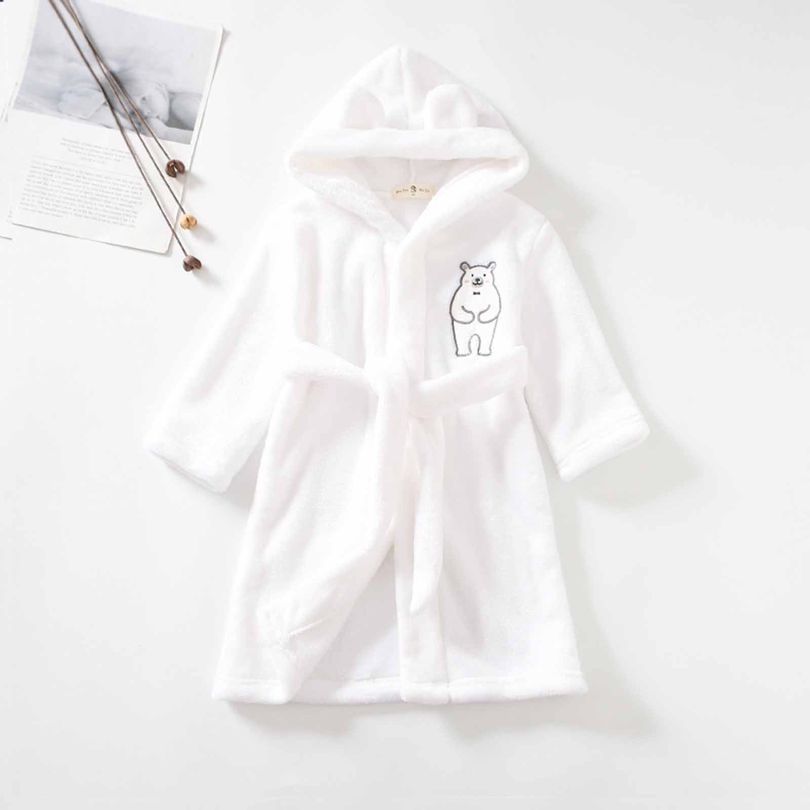 Shldybc Boys Girls Robe Toddler Kids Hooded Sleepwear Fleece Bathrobes ...