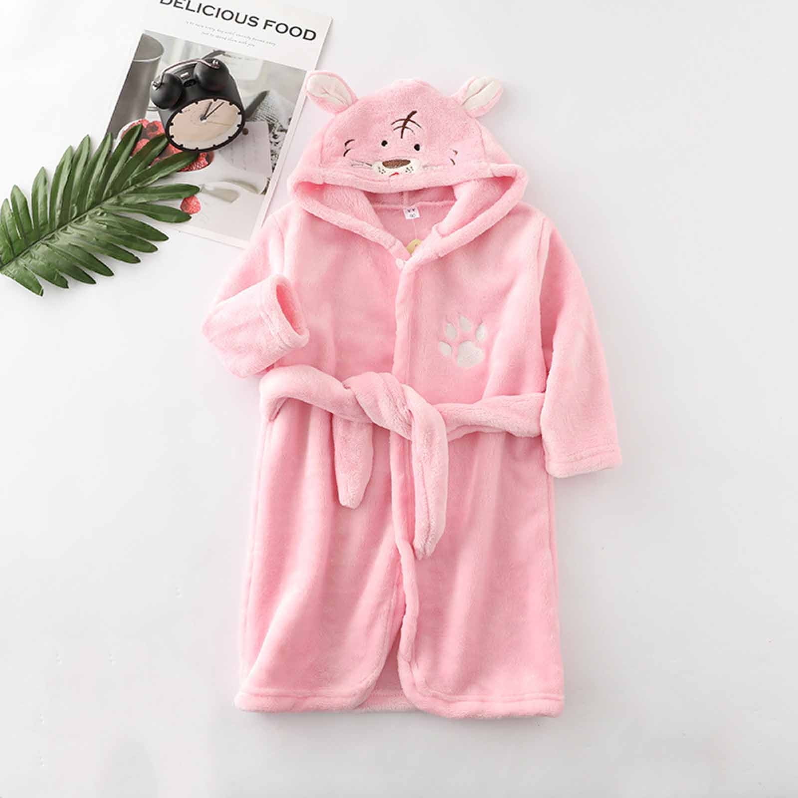 Shldybc Boys Girls Robe Toddler Kids Hooded Sleepwear Fleece Bathrobes ...