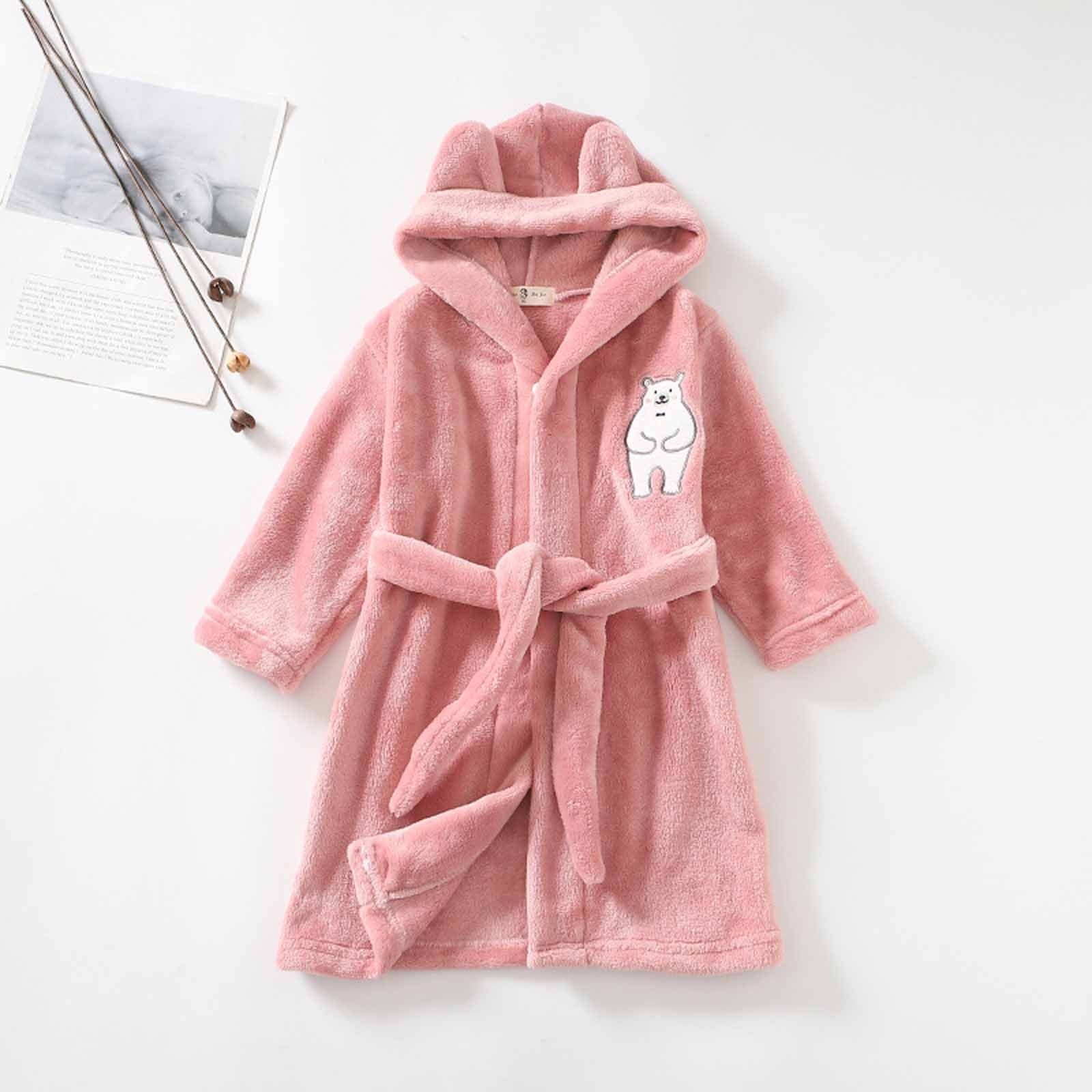 Shldybc Boys Girls Robe Toddler Kids Hooded Sleepwear Fleece Bathrobes ...