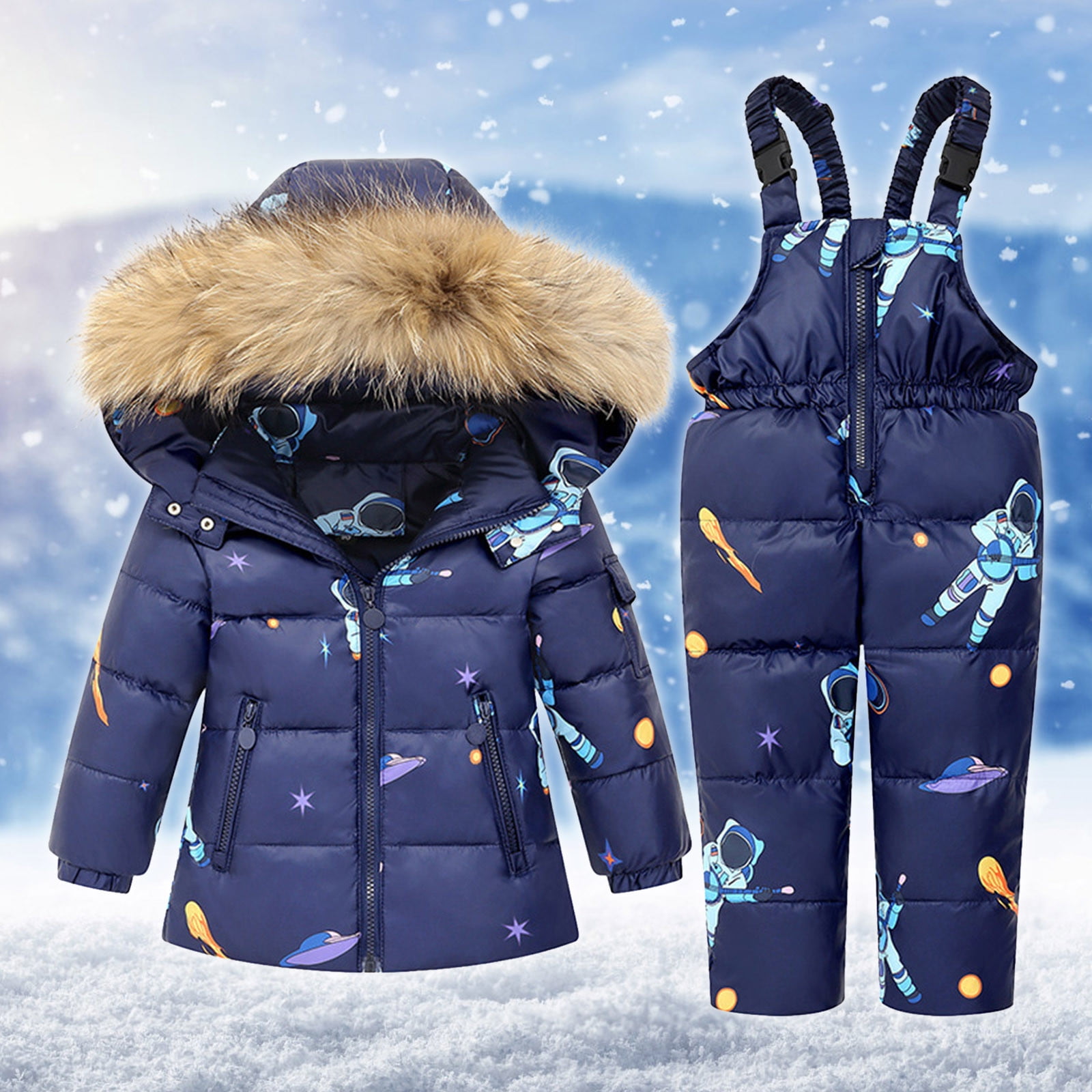 Shldybc Boys Girls Snow Ski Jacket and Pants 2-Piece Snowsuit Keep Thickening Warm Outdoor Coat ...