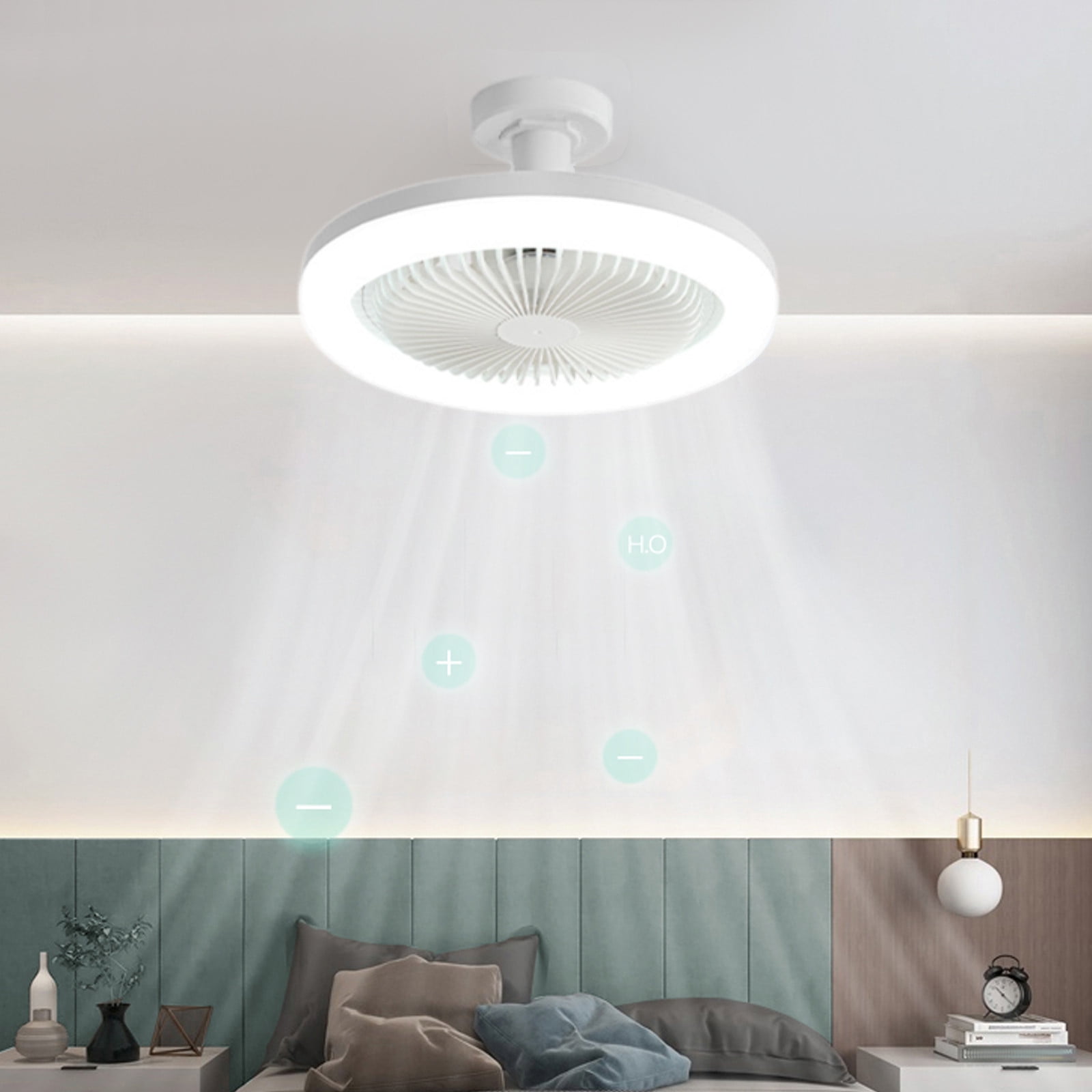 FAMTKT Ceiling Fan with Lights, Enclosed Low Profile Fan Light, Ceiling ...