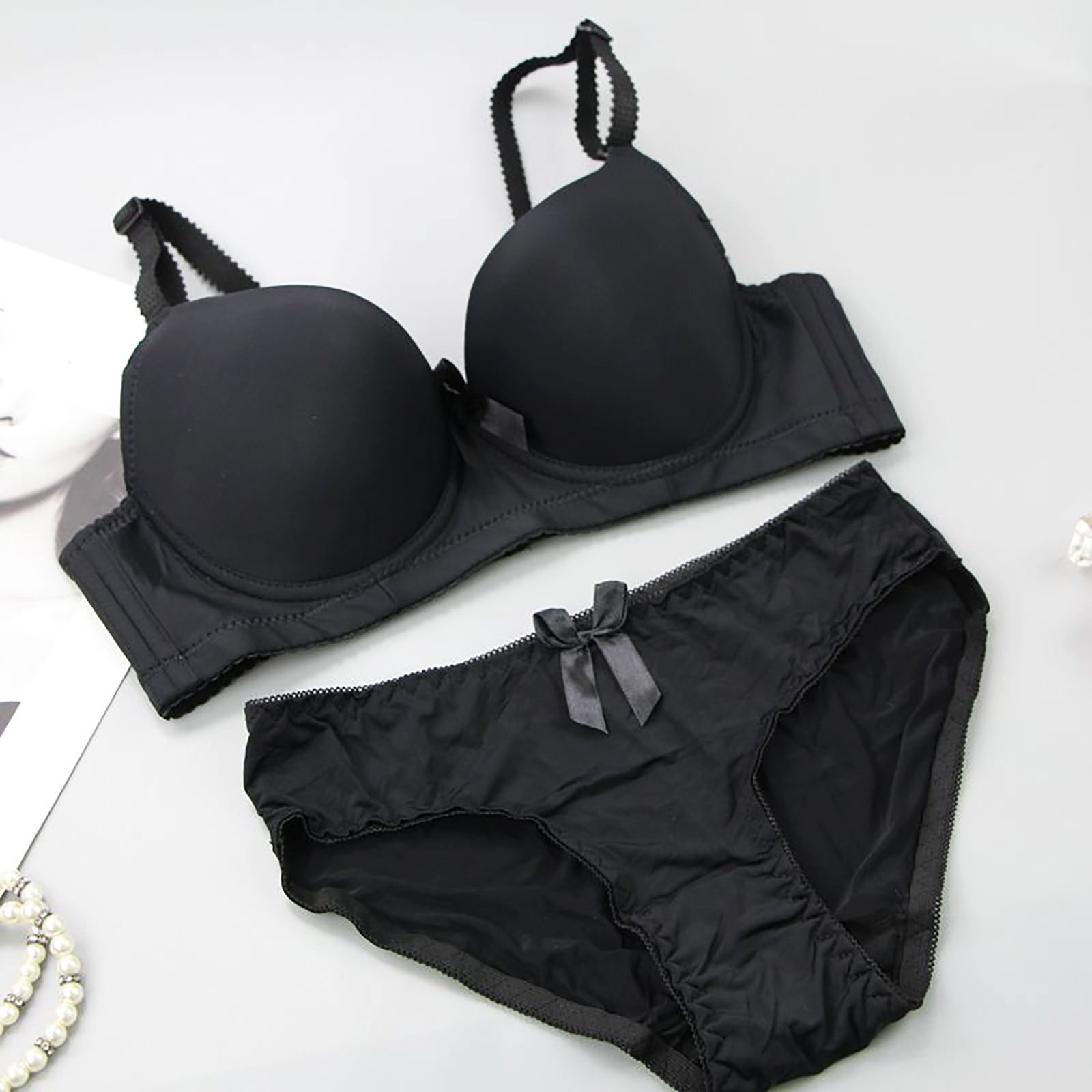 Shldybc Flash Deals Black Women Lace Push Up Bras and Panty Set Plus ...