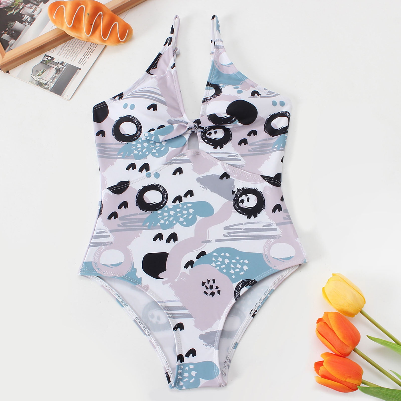 Shldybc Girls One-Piece Swimsuit Cute Print Bikini Sling Swimsuit ...