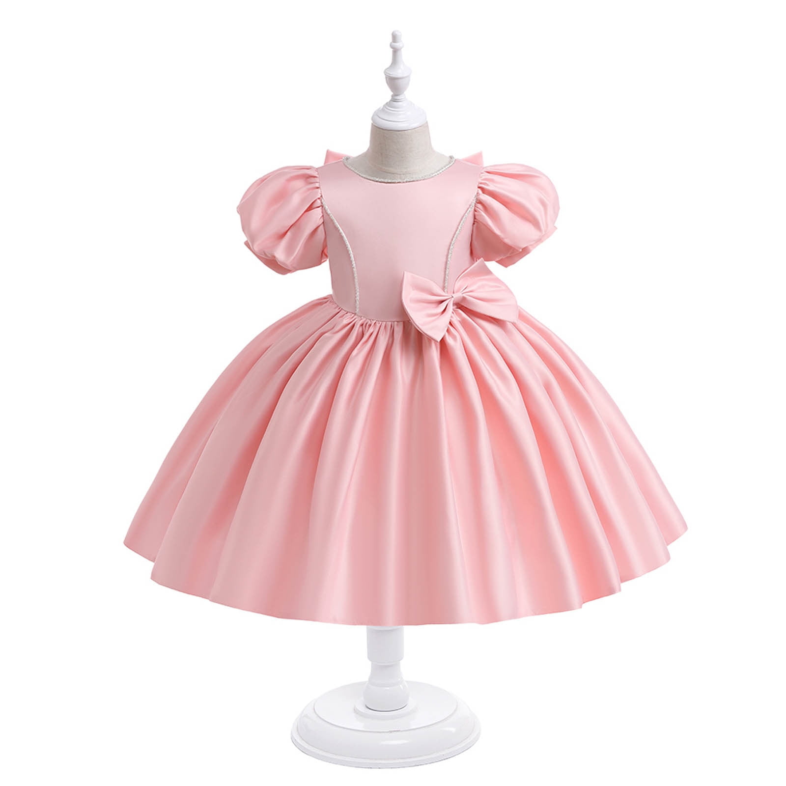 Shldybc Girls Princess Tulle Lace Flower Pageant Dress Puff Sleeve Bow ...