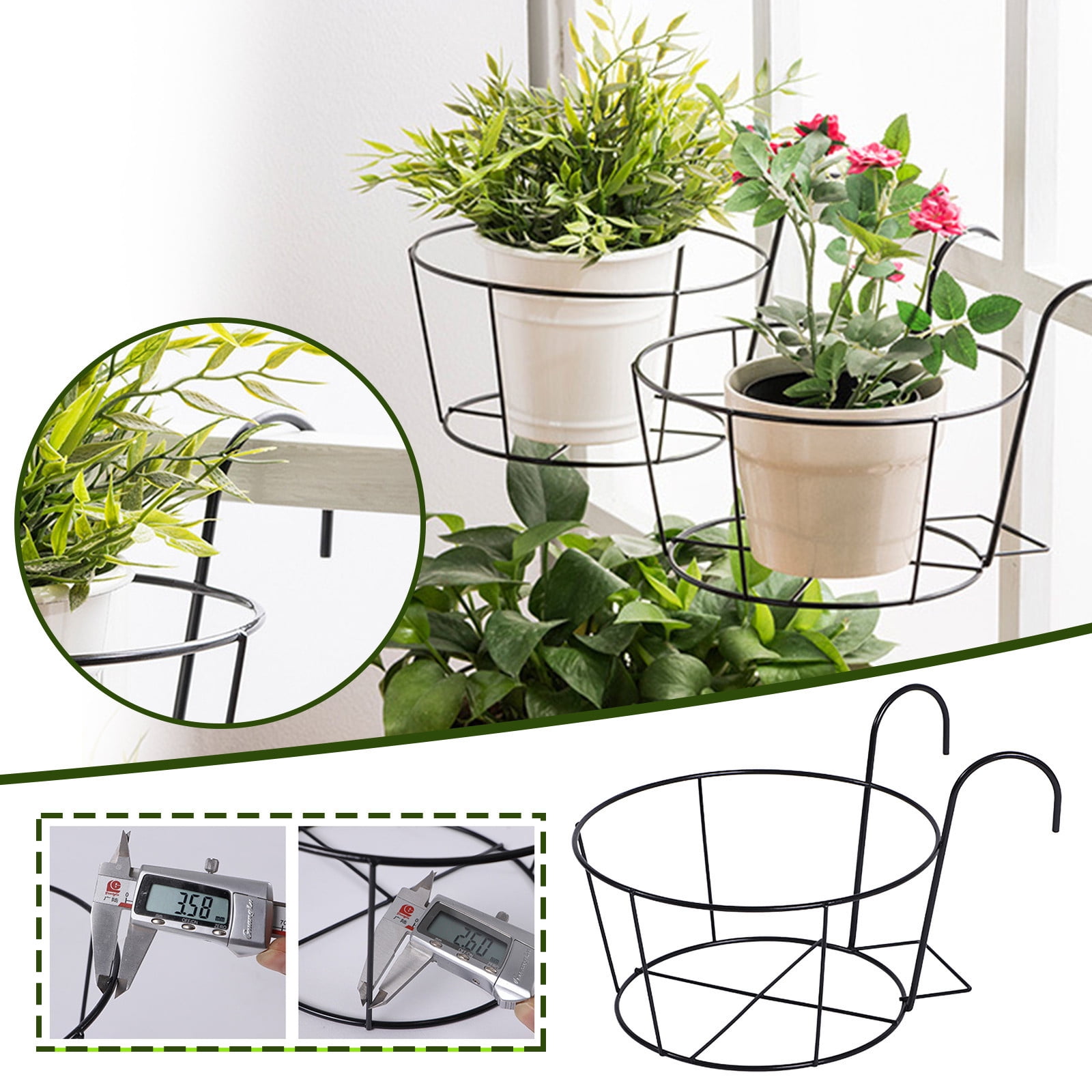 Shldybc Hanging Railing Planters Flower Pot Holders Plant Iron Racks ...