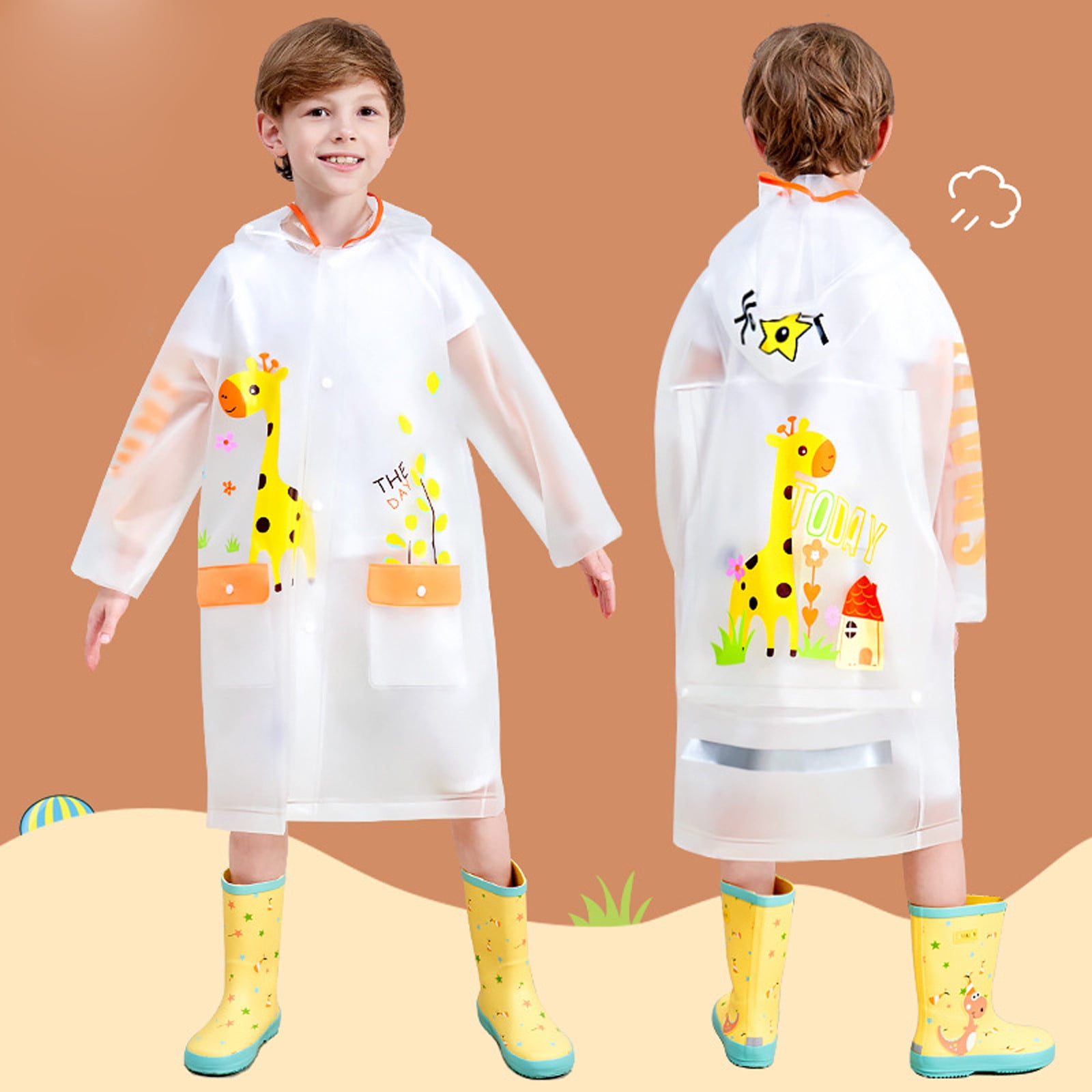 Shldybc Kids Raincoats Waterproof Rain Jacket Hooded Rain Poncho Toddler Boys Girls Rain Suit ...