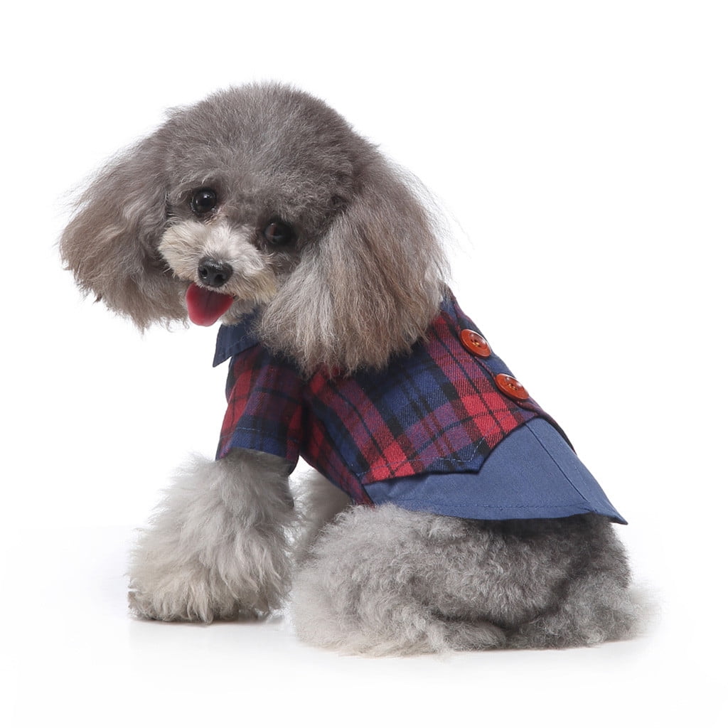Shldybc Pet clothes dog suit new product dog clothes plaid vest shirt ...