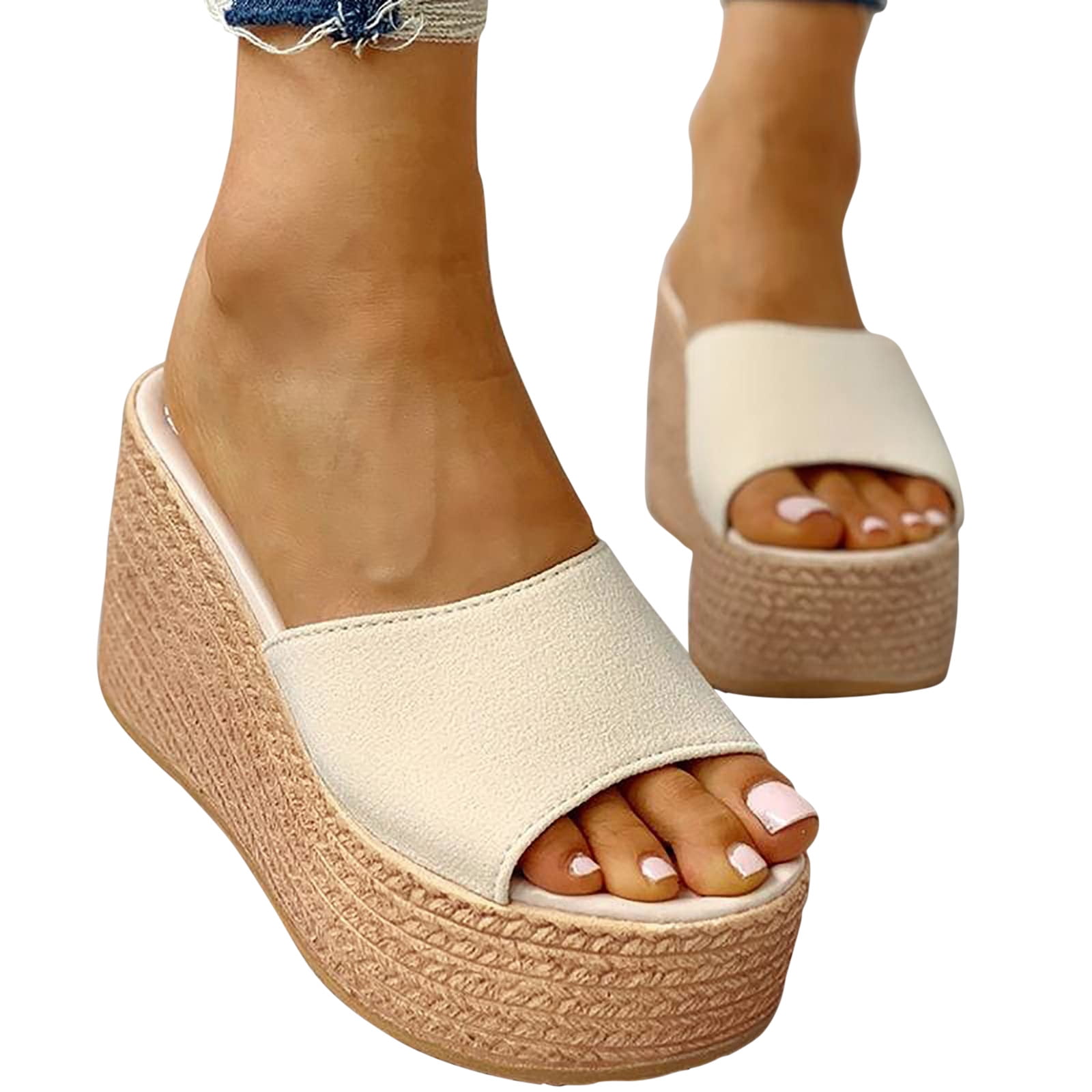 Shldybc Platforms Slip on Sandals for Women Wedges Slides Boho Sandals ...
