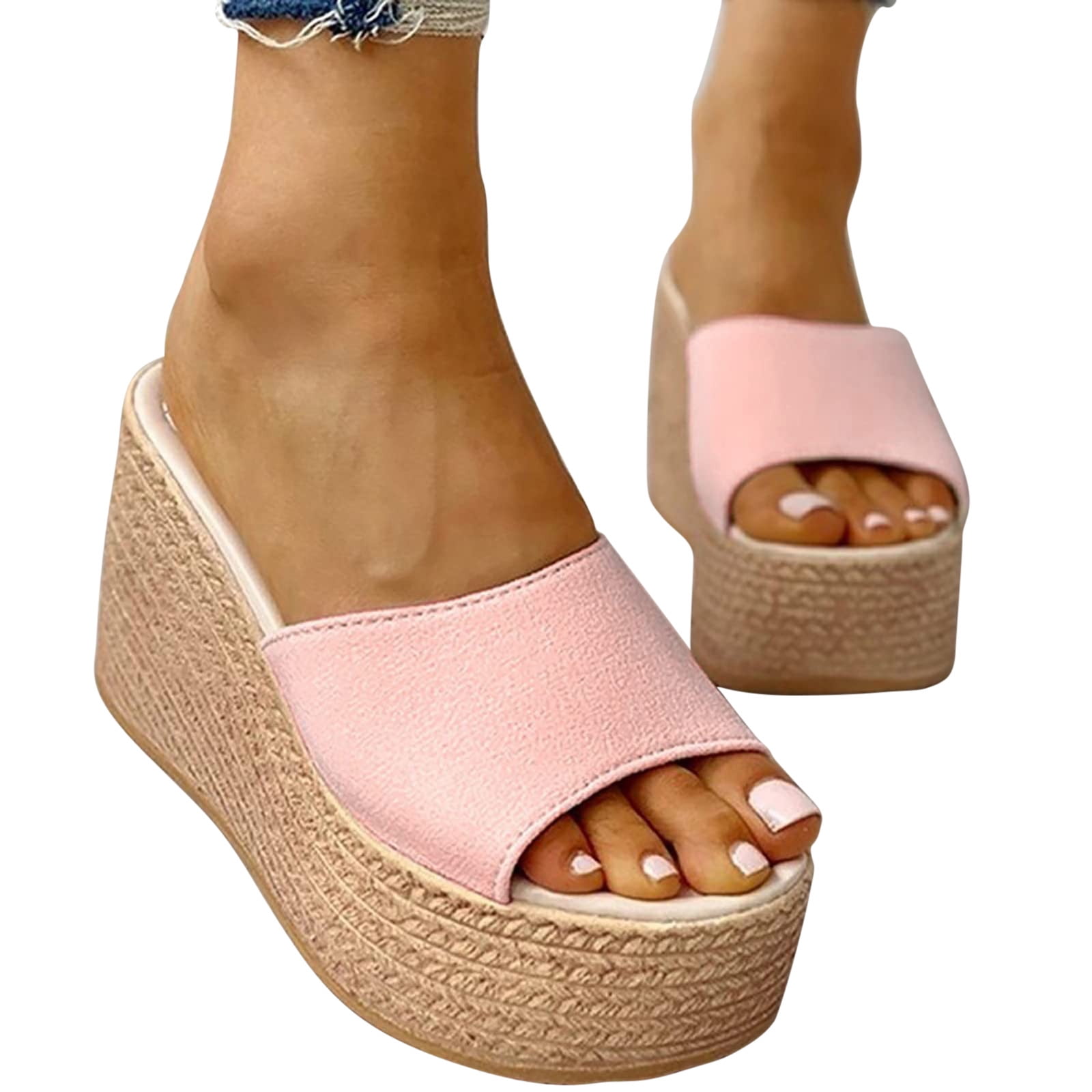 Shldybc Platform Slip on Sandals for Women Wedges Slides Boho Sandals ...