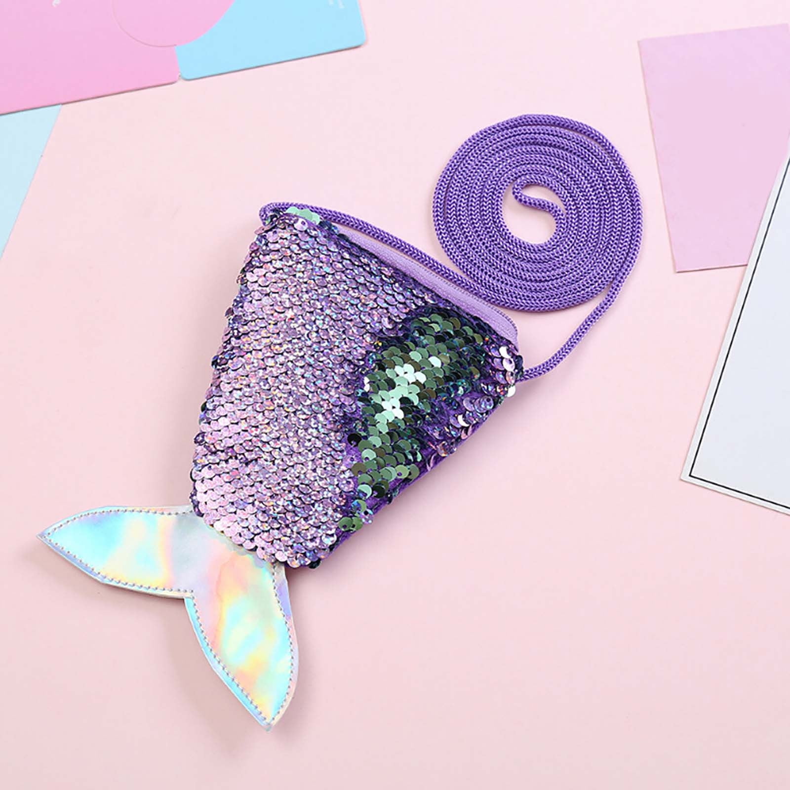 FAMTKT Sequins Children Coin Purses Handbags Zipper Wallets Cute Pouch ...