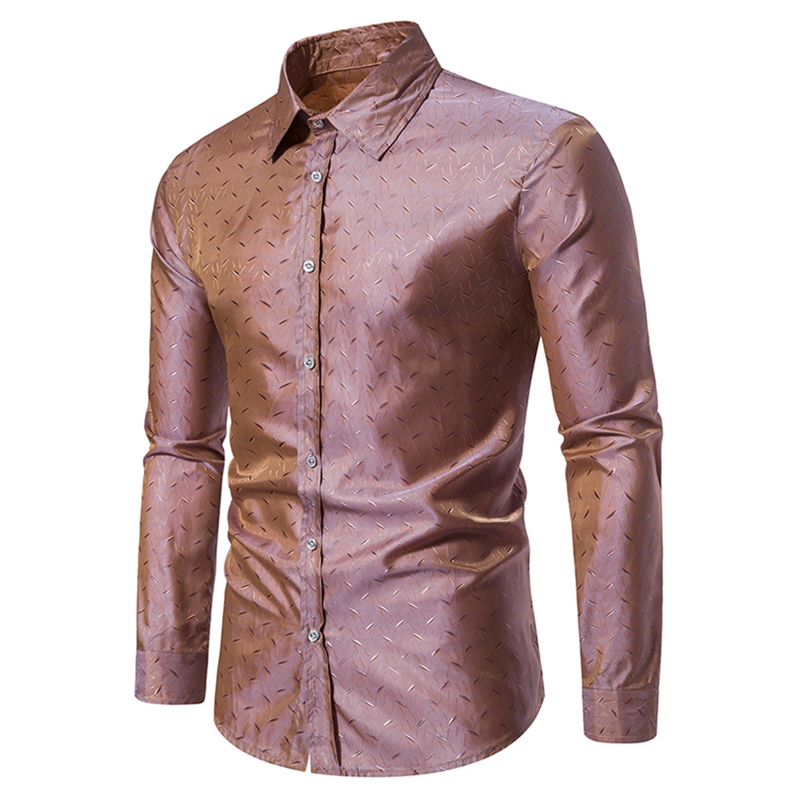 Shldybc Solid Mens Dress Shirt Long Sleeve Regular Fit Stretch Satin ...