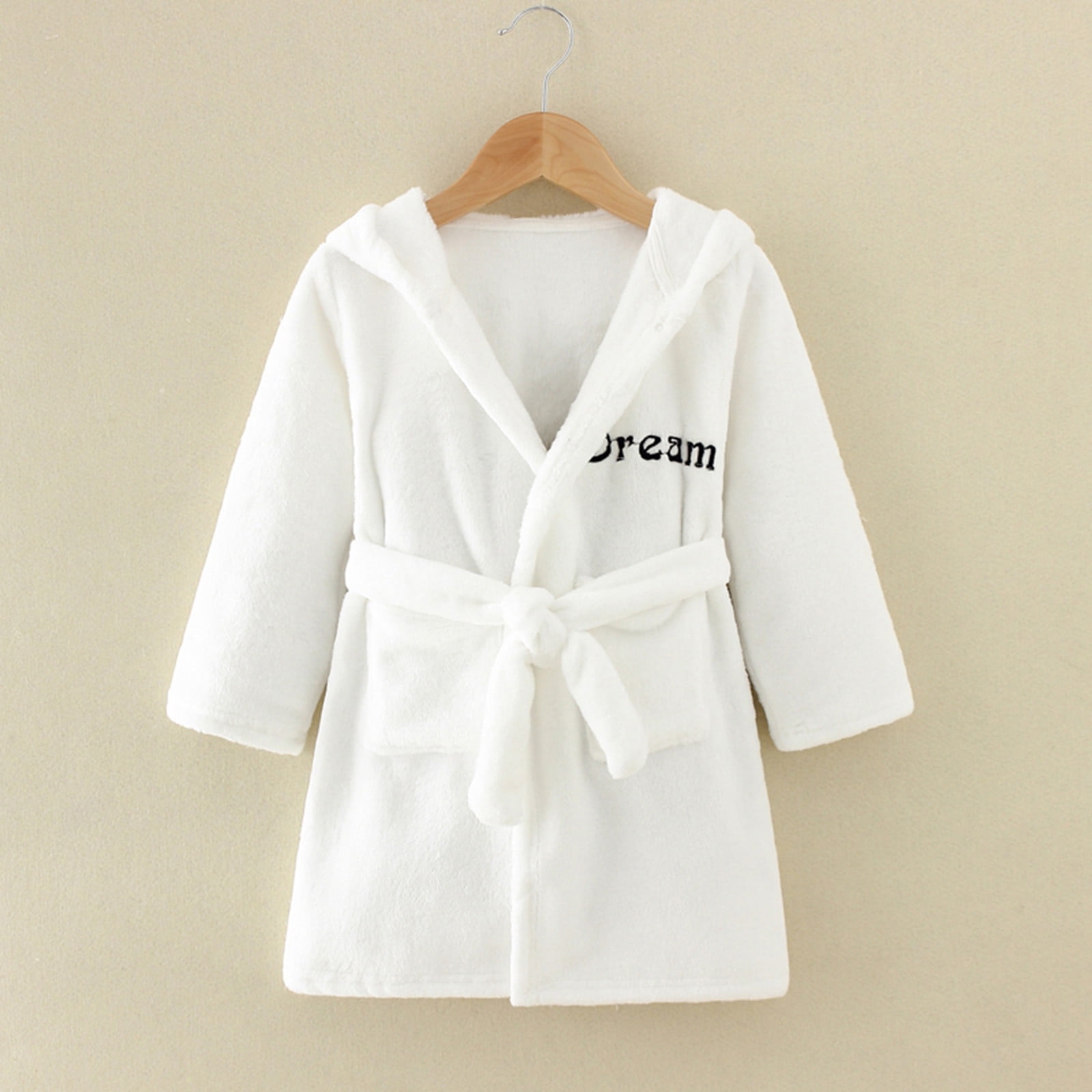 FAMTKT Toddlers Boys Girls Hooded Robe Soft Fleece Bathrobe Pajamas ...