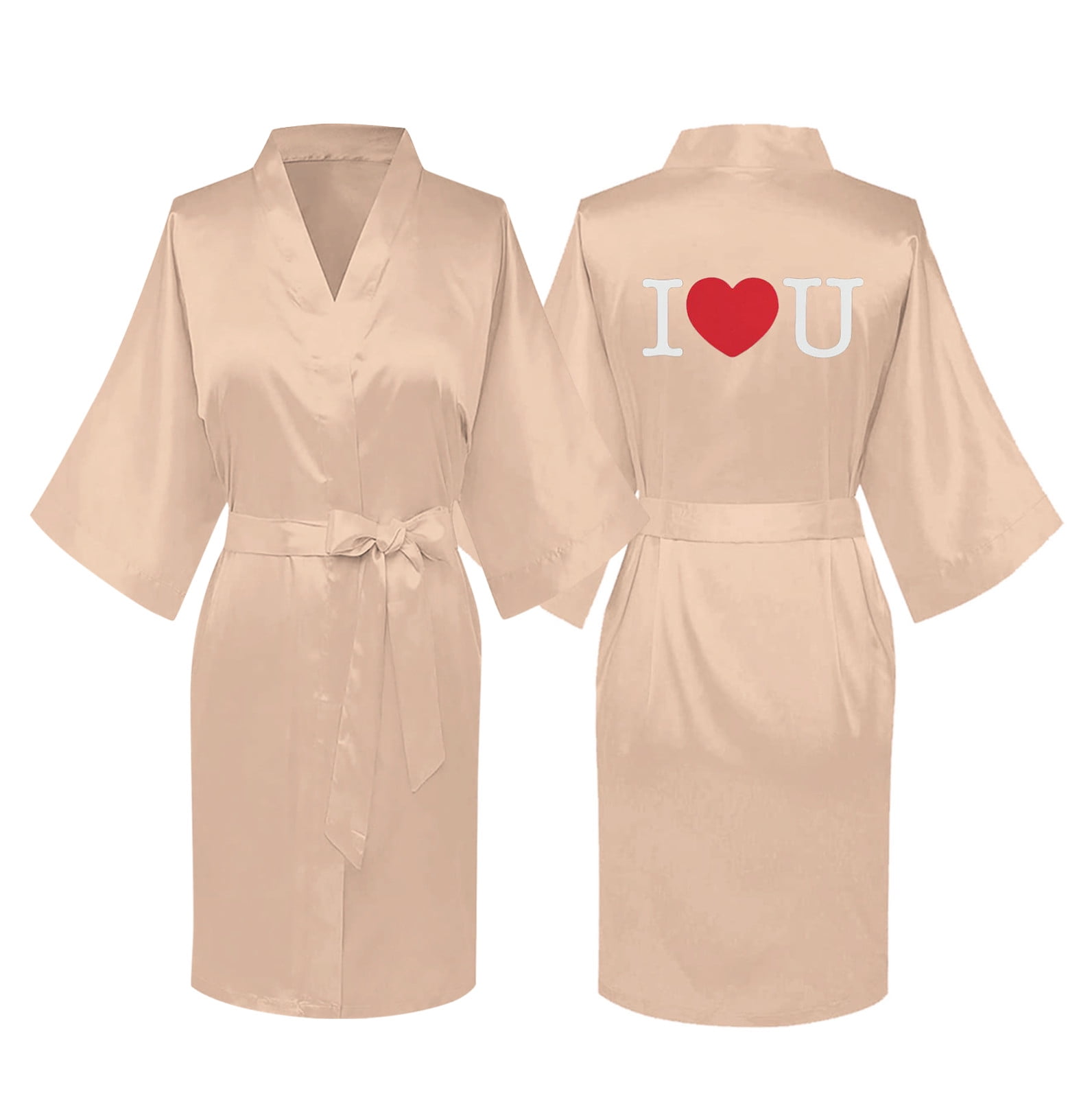 Shldybc Valentine's Day Gift Silk Robes for Women Men Spa Robe Couples ...