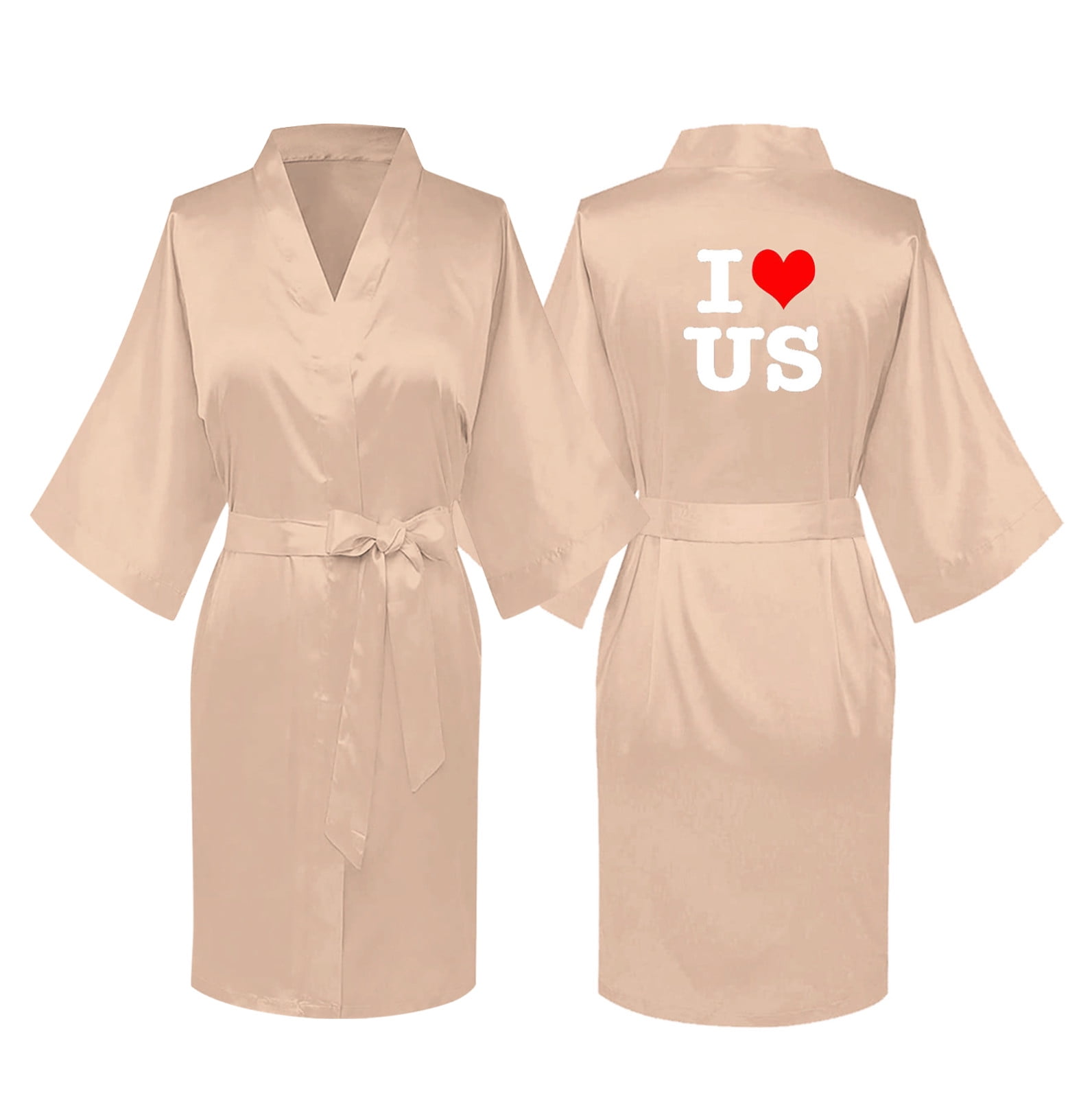 Shldybc Valentine's Day Gift Silk Robes for Women Men Spa Robe Couples ...