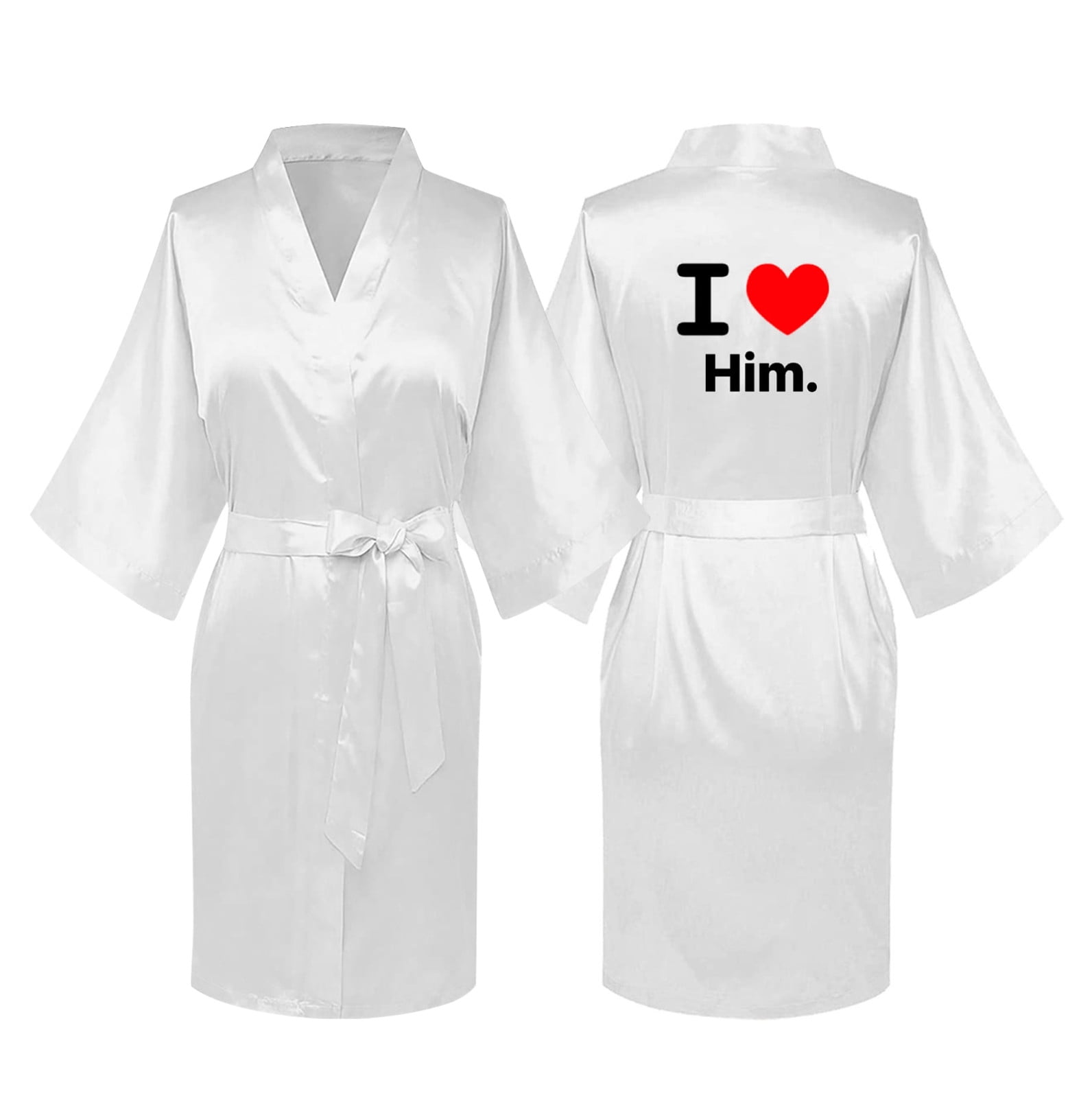 Shldybc White Silk Robes For Women Men Spa Robe Couples His And Hers Matching Robes Wedding
