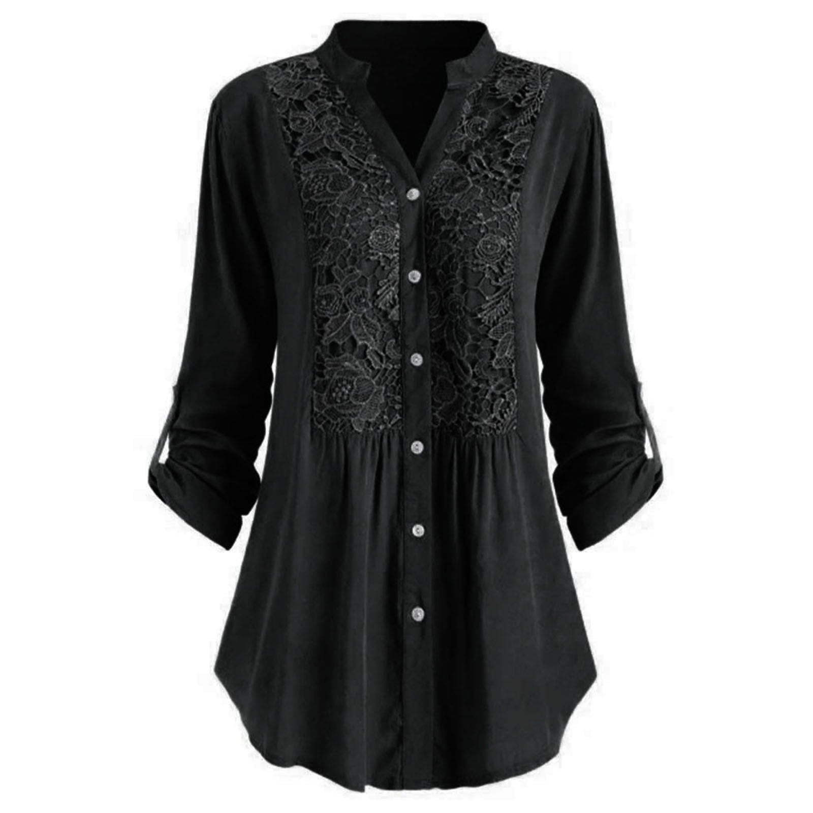 Shldybc Women Black Button Down Shirt Dressy Casual Work Tops Blouse ...