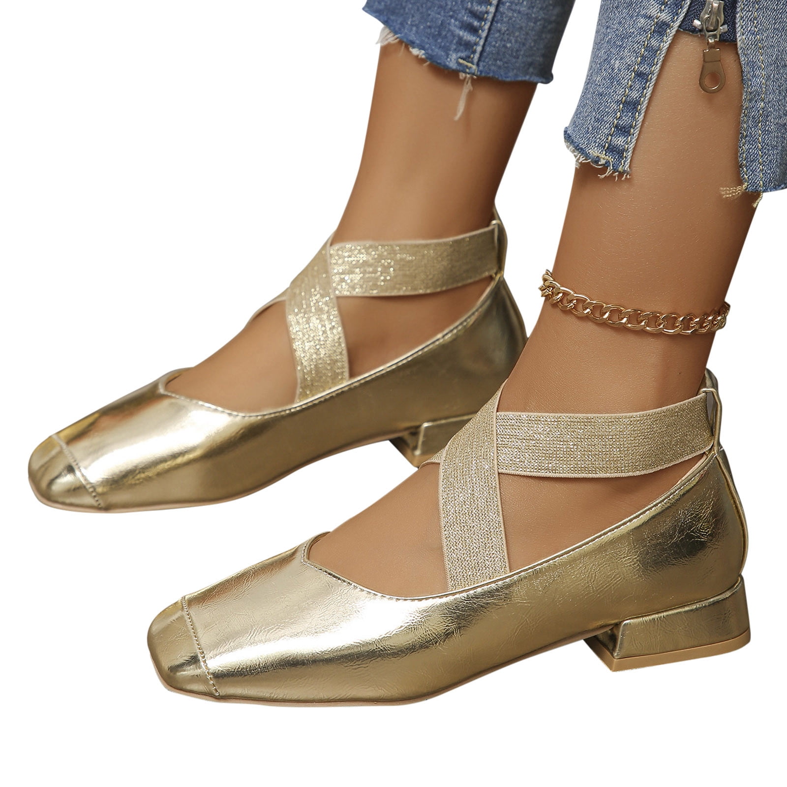 Shldybc Women s Mary Flats Shoes, Breathable Comfort Rectangular Toe ...