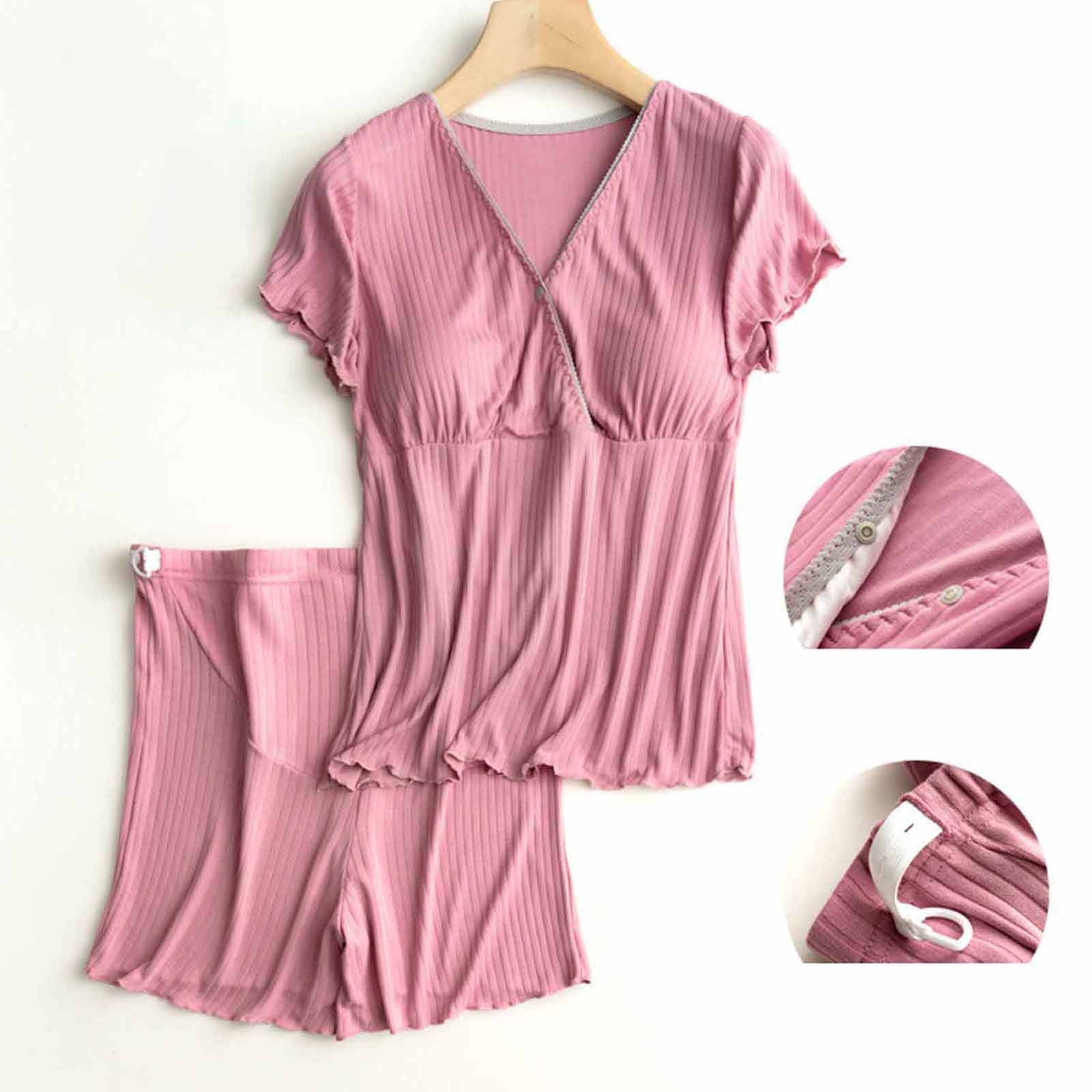 FAMTKT Women's Maternity Nursing Pajama Set Breastfeeding Sleepwear Set ...