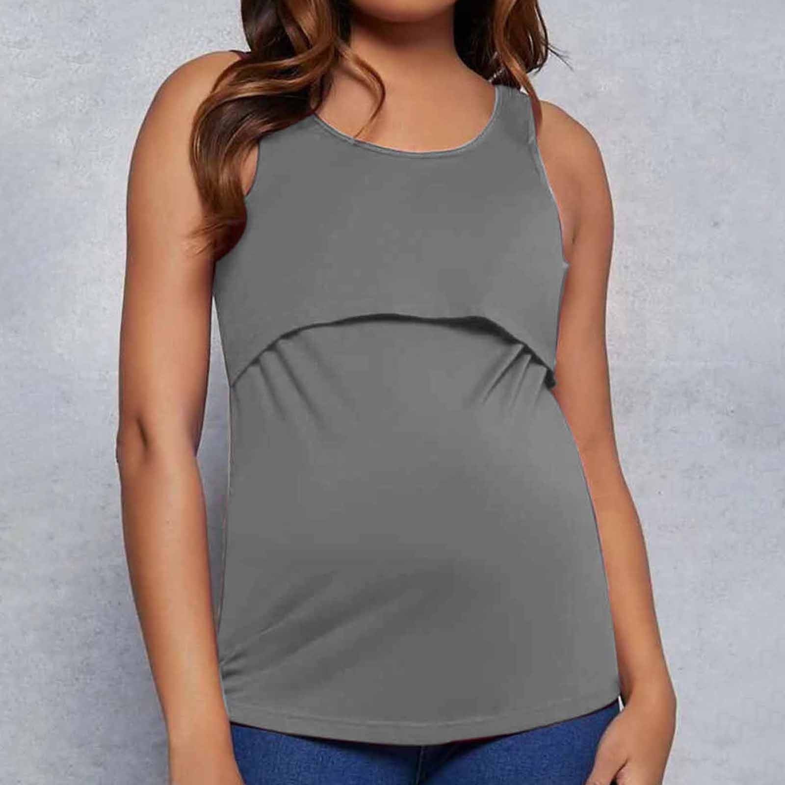 Shldybc Women's Maternity Nursing Top Breastfeeding Tank Top Tee Shirt ...