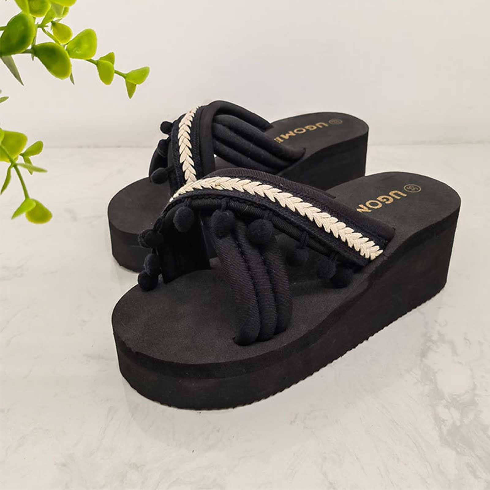 Shldybc Women's Slide Wedge Sandals Summer Beach Shoes Platforms Wedge ...