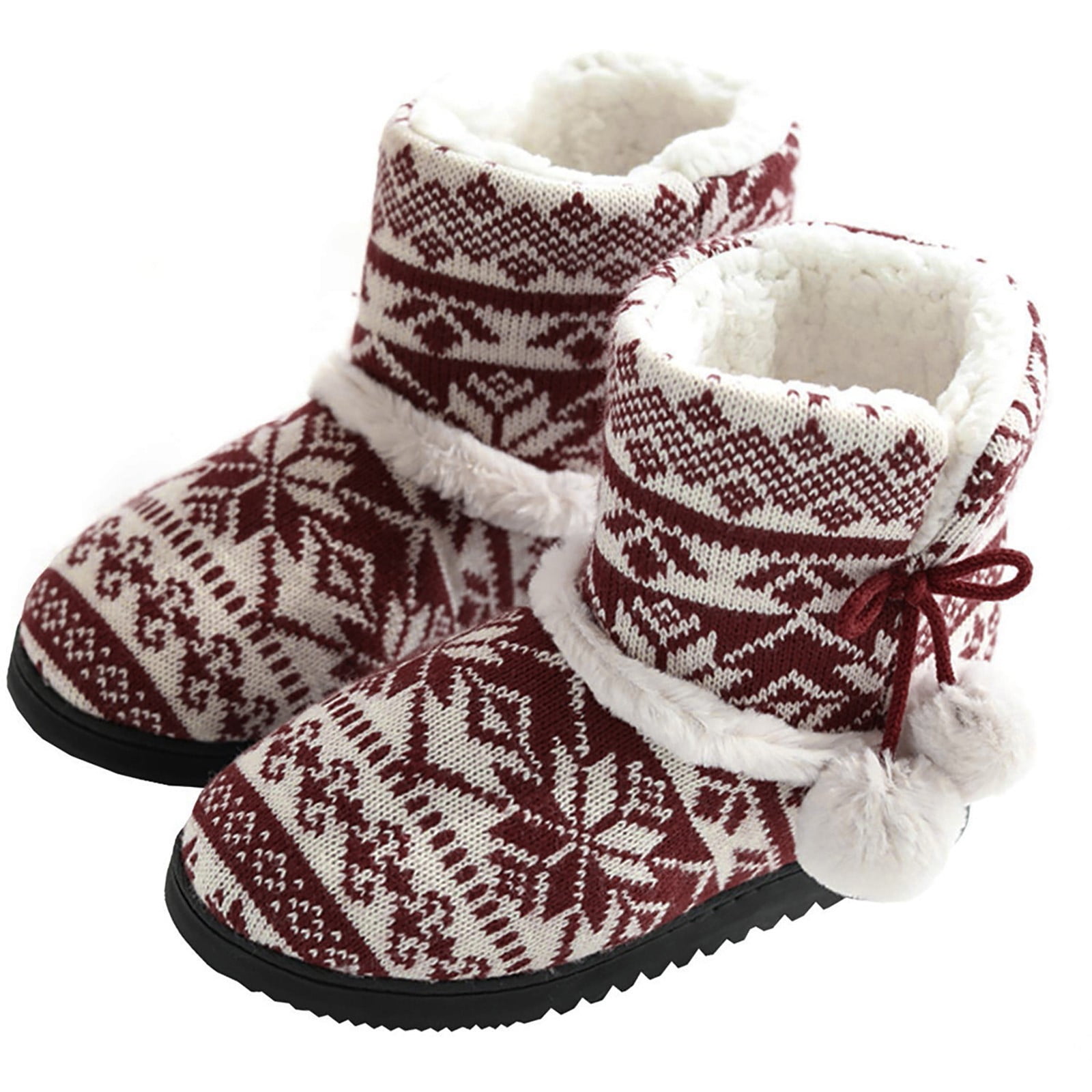 FAMTKT Women's Winter Snow Boots Soft Plush Warm Boots Home Mute Cute Soft Couple Hair Plush ...