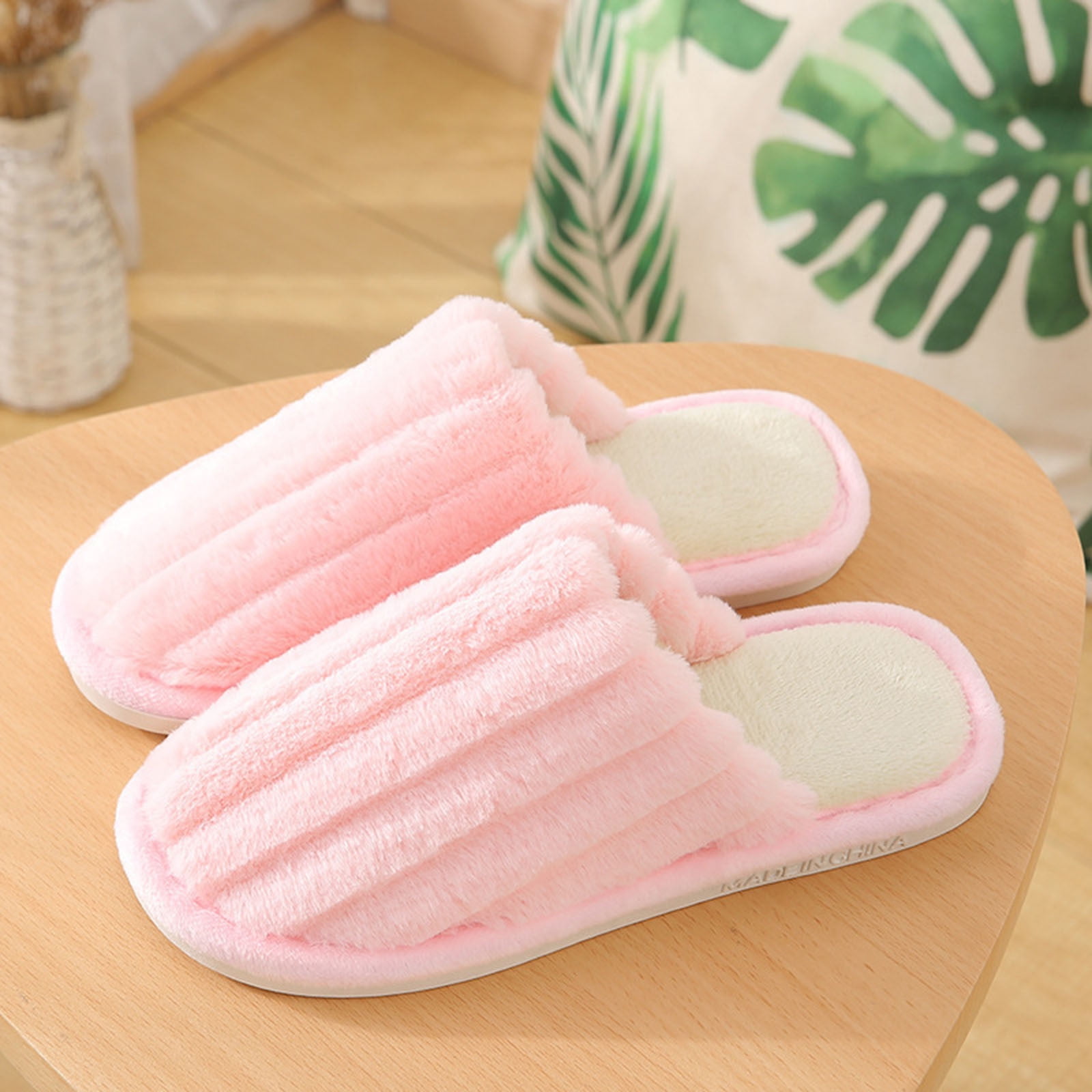 Shldybc Womens House Slippers Comfy Casual Fuzzy Flops Slippers for ...