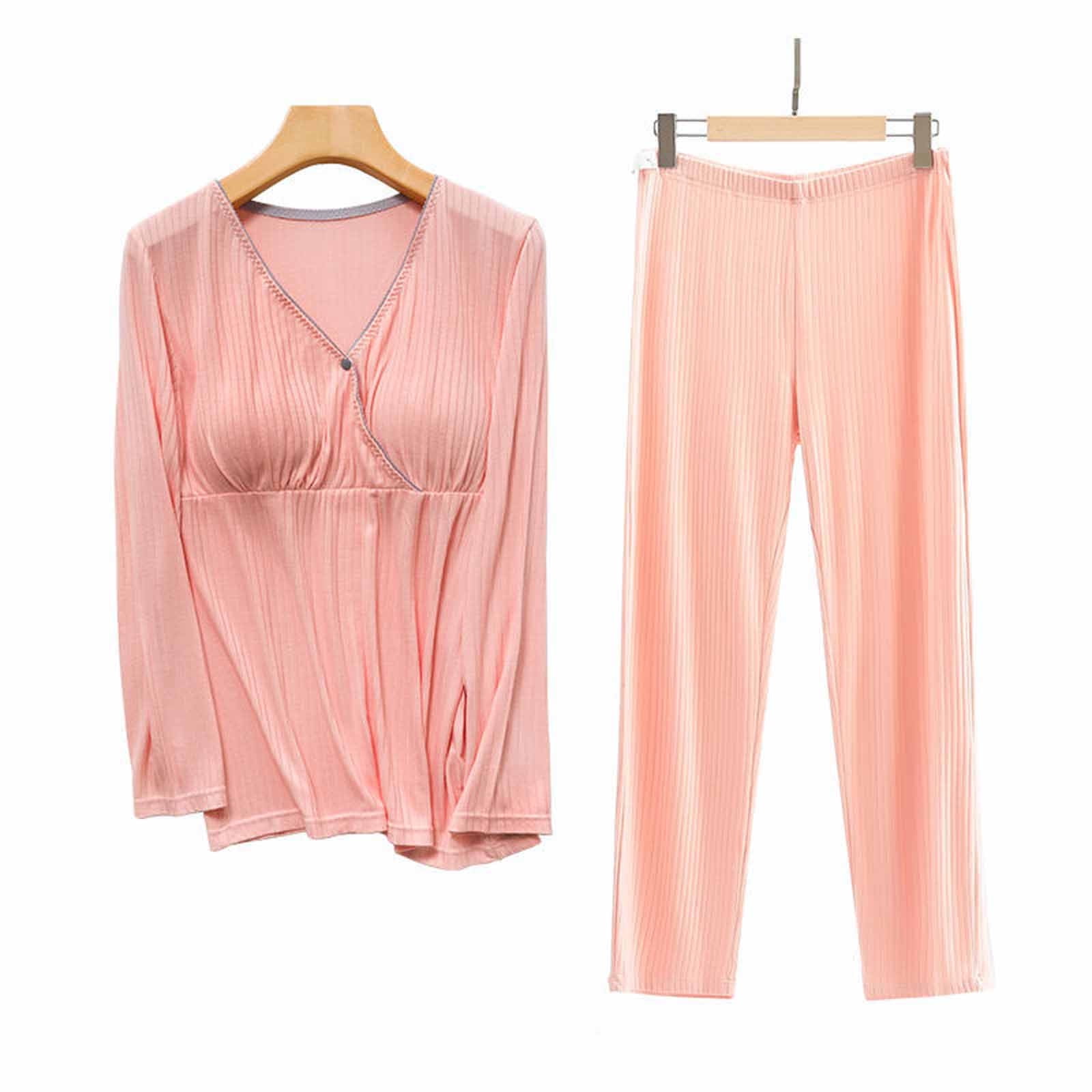 Antqov Womens Maternity Nursing Pajama Set Long Sleeves Breastfeeding ...