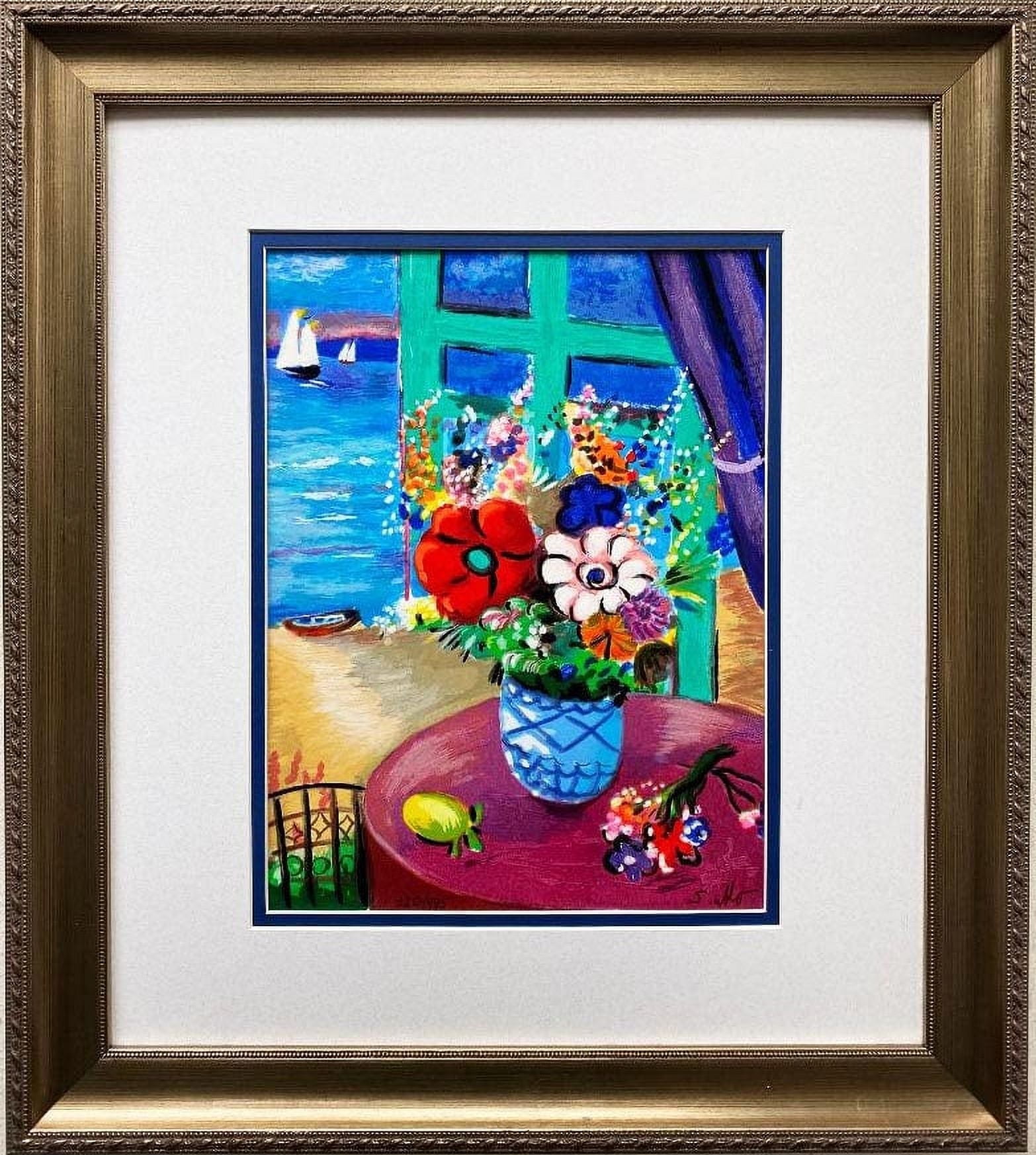 Shlomo Alter "Flowers in a Vase" Framed Hand Signed & # Serigraph Art ...