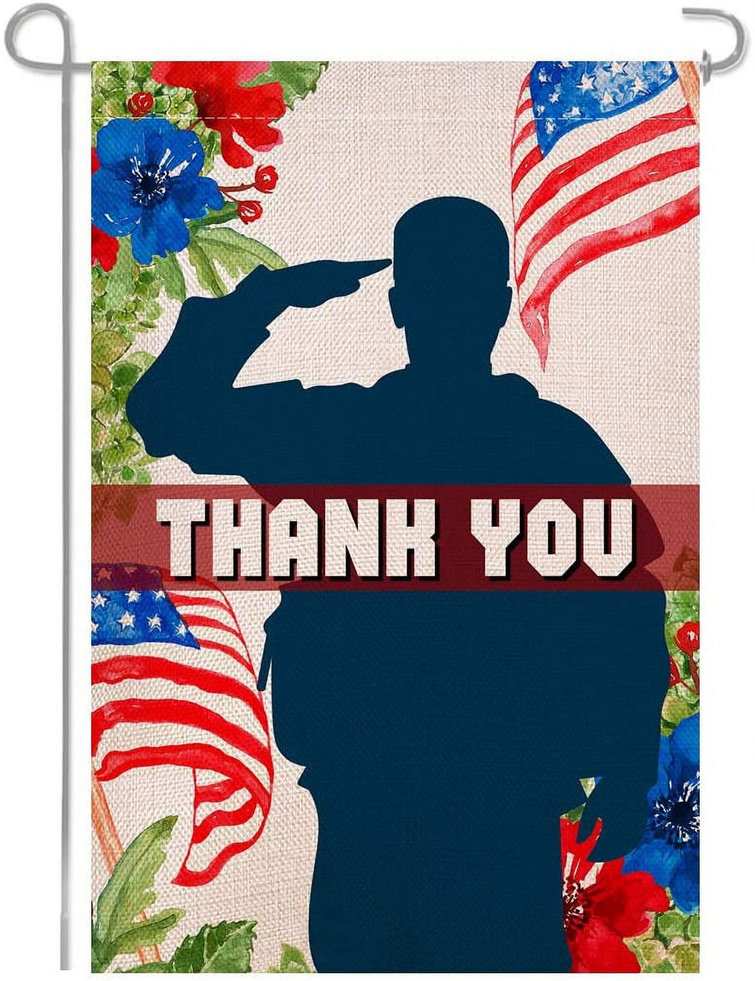 Shmbada American Thank You Garden Flag Double Sided 12"x18" Patriotic ...