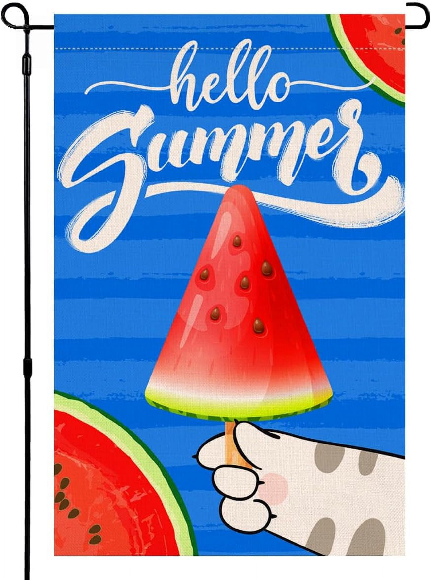 Shmbada Beach Watermelon Garden Flag 12x18 Vertical Double Sided Hello ...