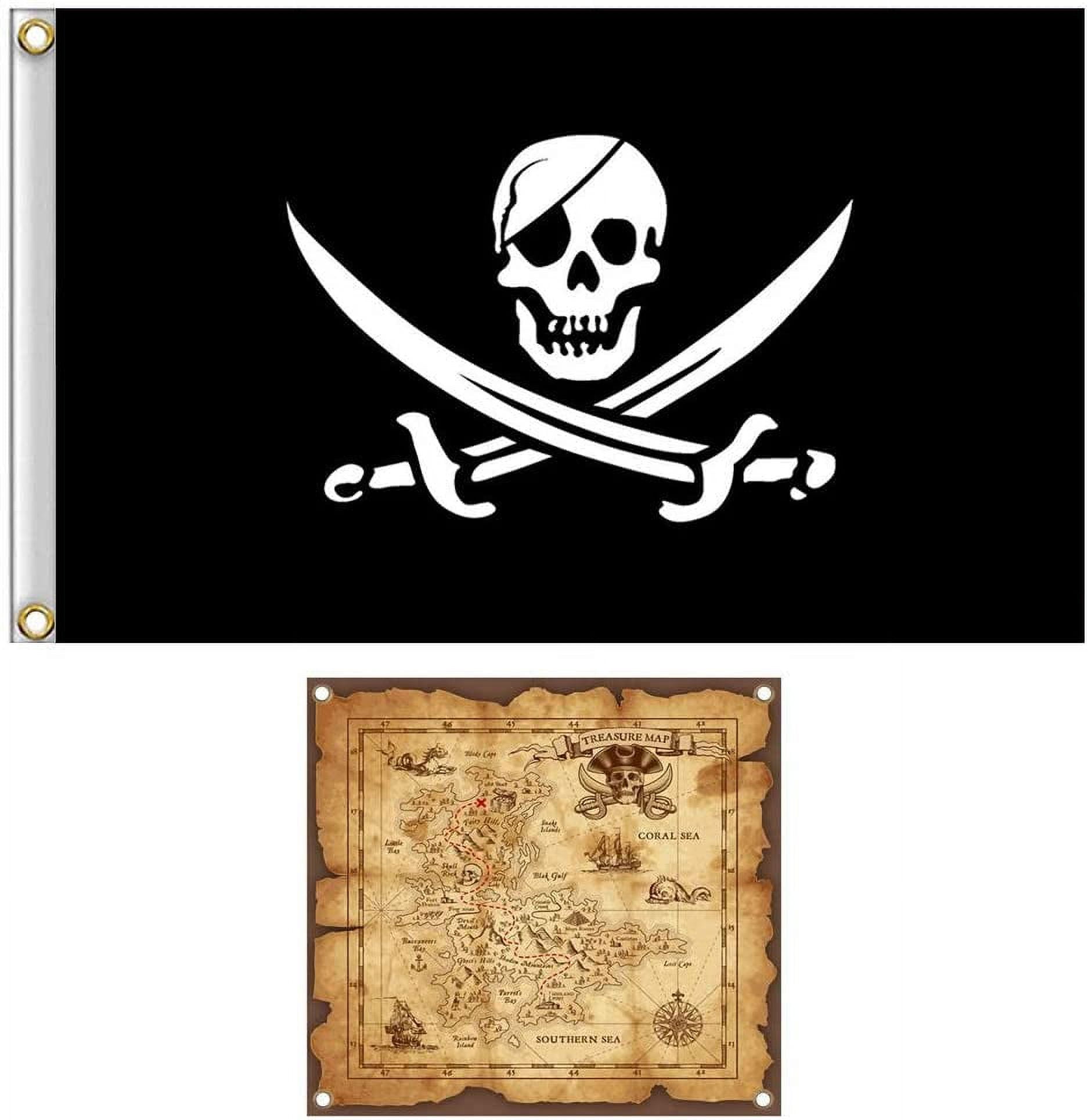 Shmbada Jack Rackham Skull Pirate Flag Jolly Roger Banner with Treasure ...