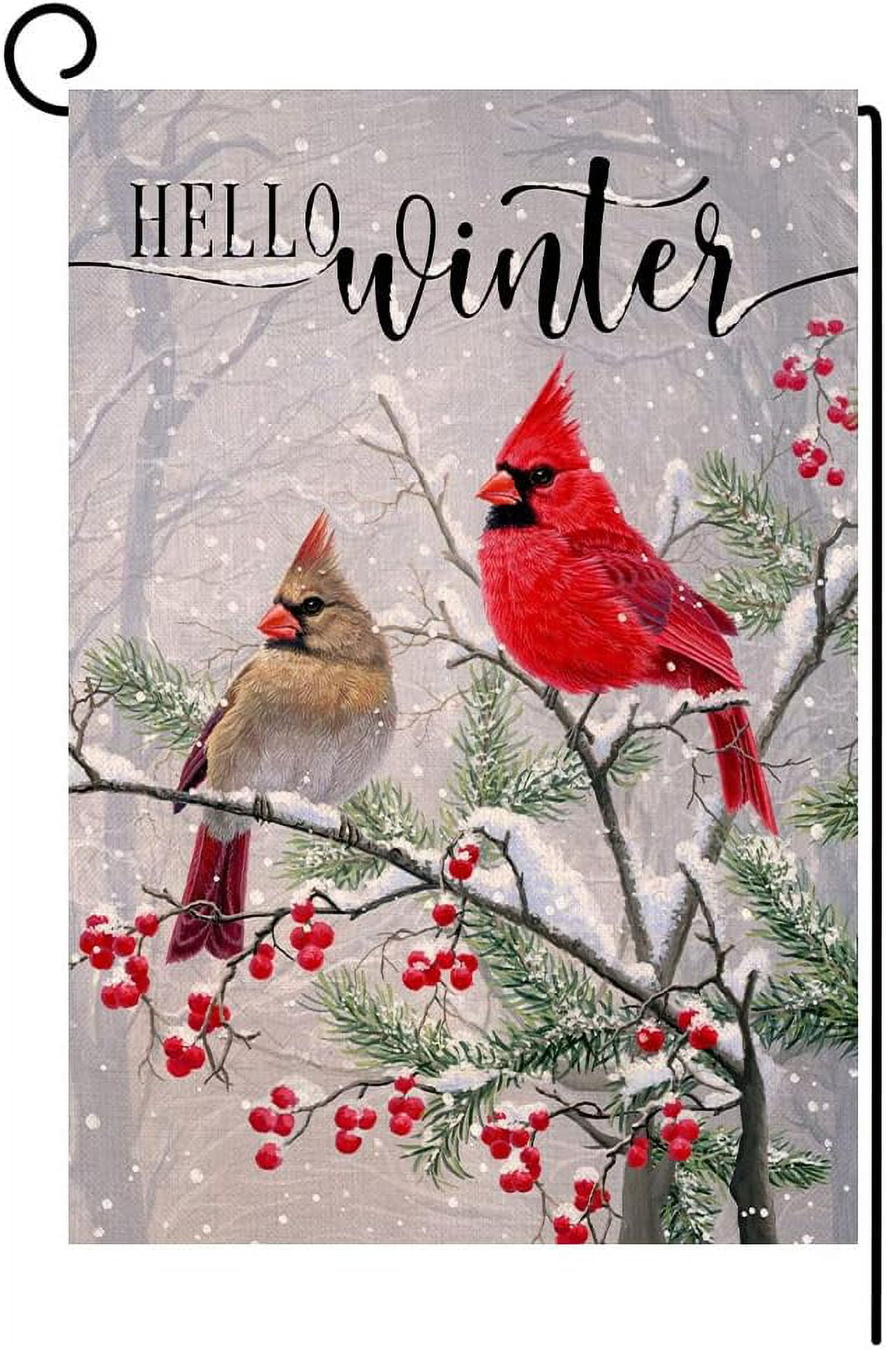 Shmbada Winter Cardinal Bird Garden Flag 12x18 Vertical Double Sided ...