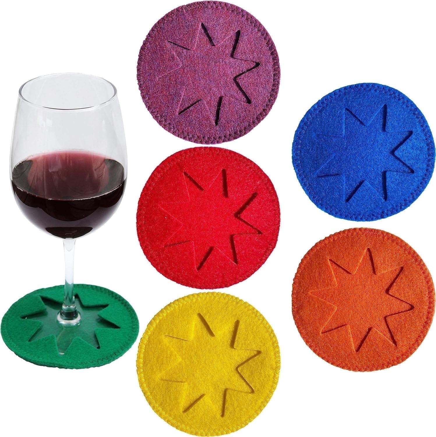 Shmoo Unique Felt Coasters for Drinks - Wine Glass Marker with Slip on ...