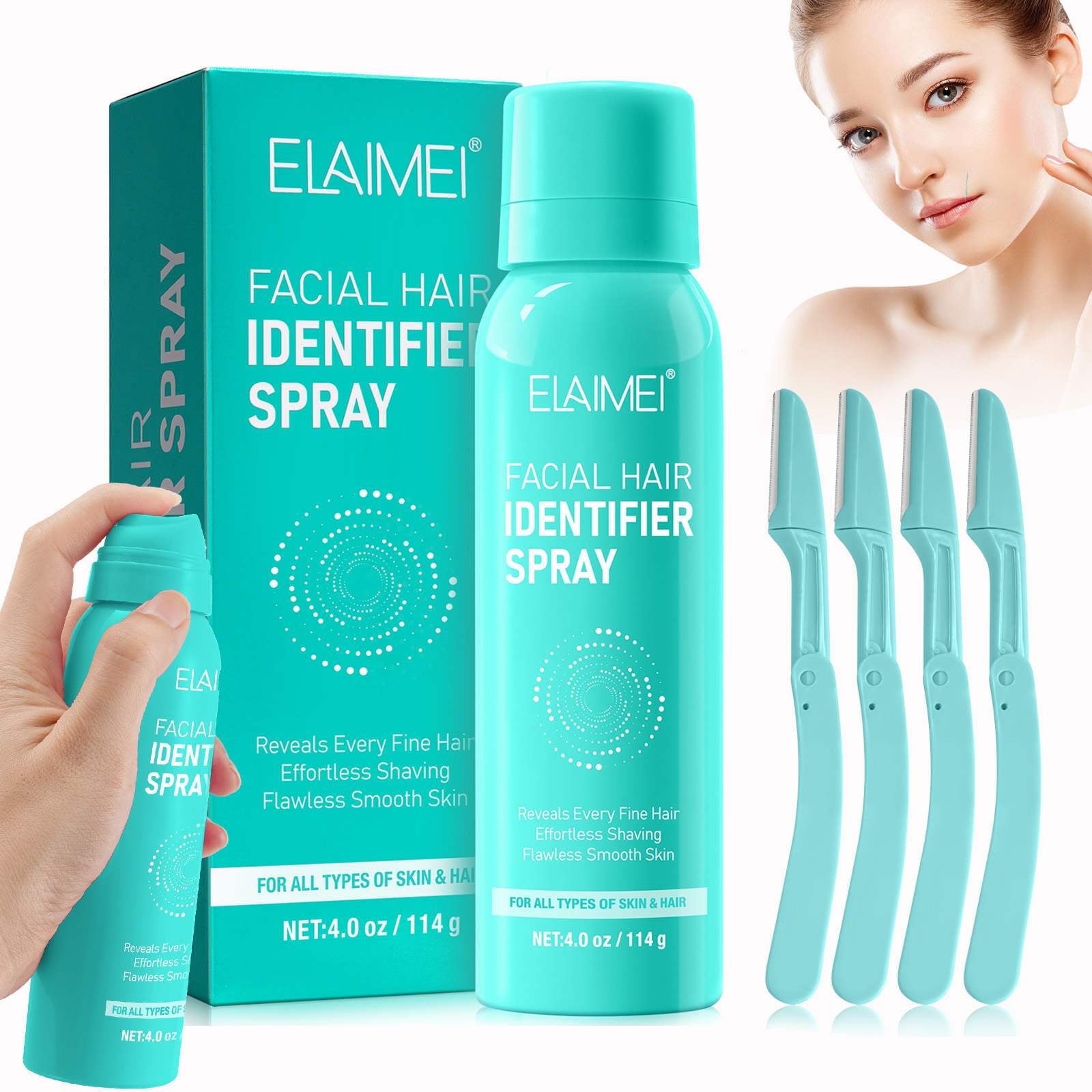 Shmy Facial Hair Identifier Spray Kit, Safe Face Shaving, Instant Skin ...