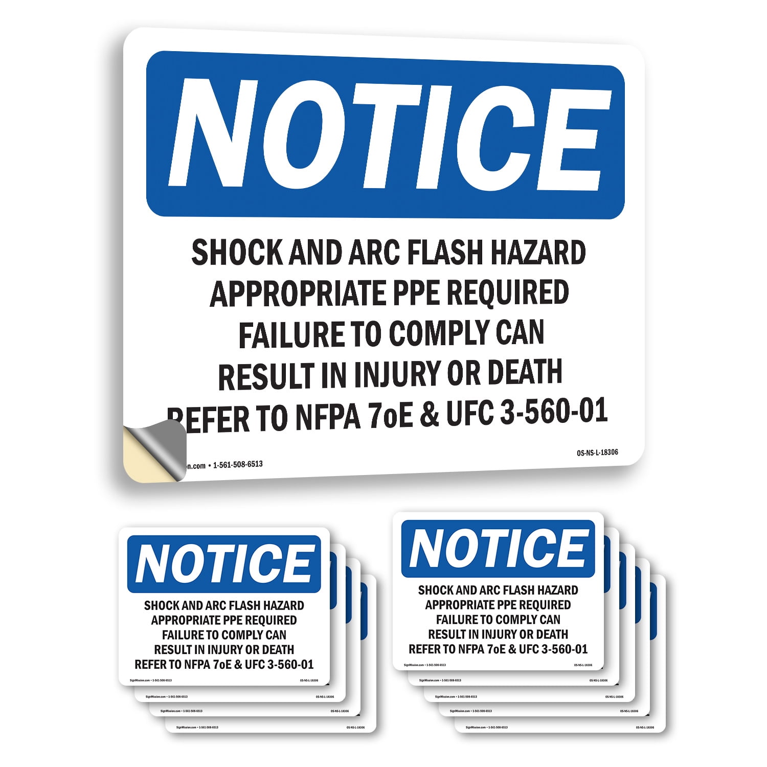 Shock And Arc Flash Hazard Appropriate PPE OSHA Notice Vinyl Decal ...