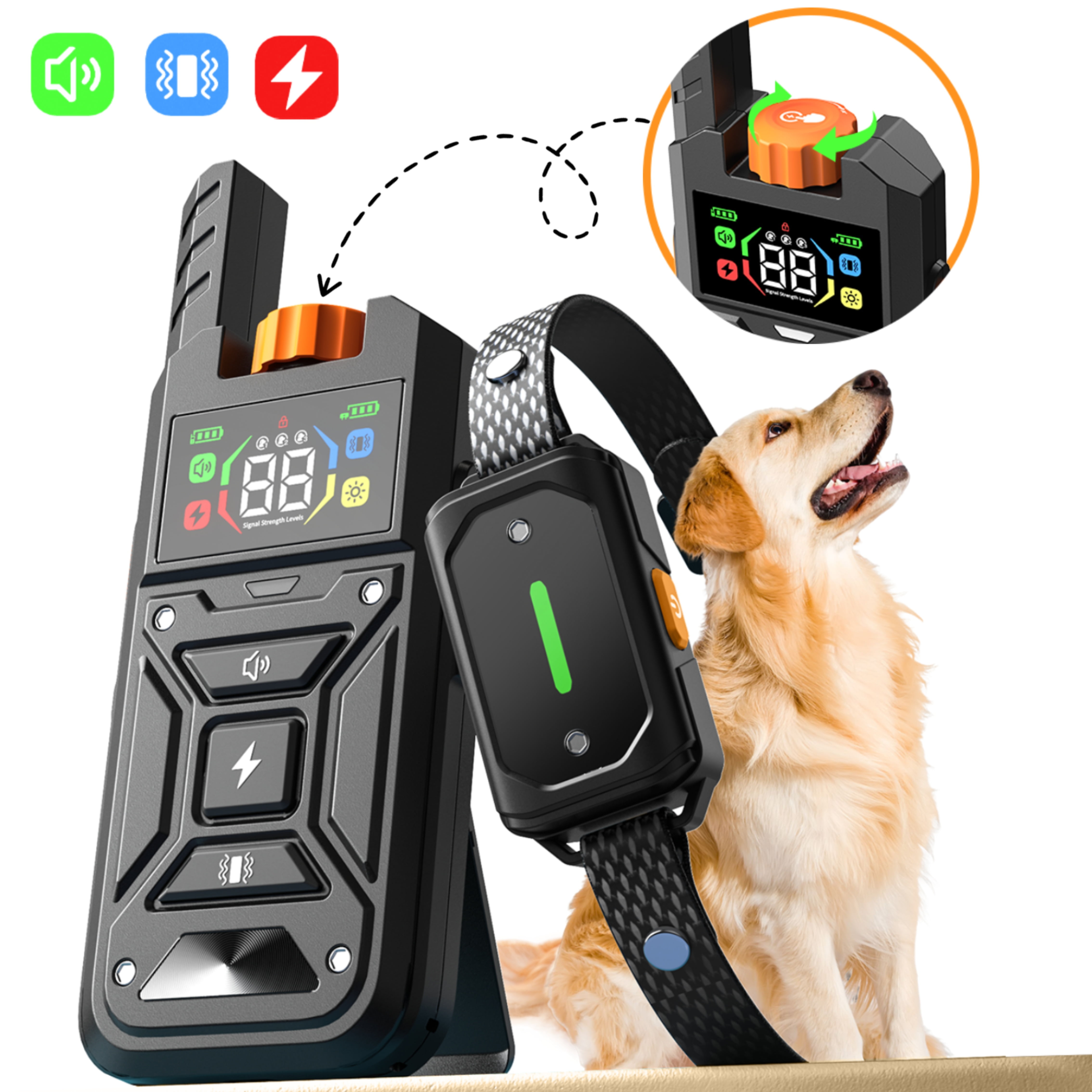 Shock Collar for Large Dogs, Anti Bark 2600ft Wireless Training Collar ...