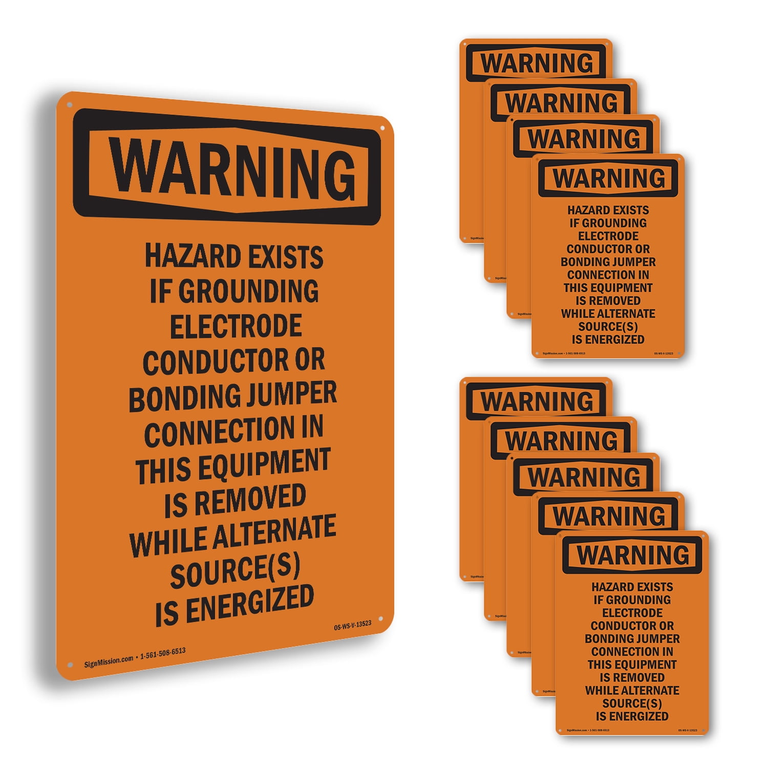 Shock Hazard Exists If Grounding OSHA WARNING Rigid Plastic Sign 10 ...