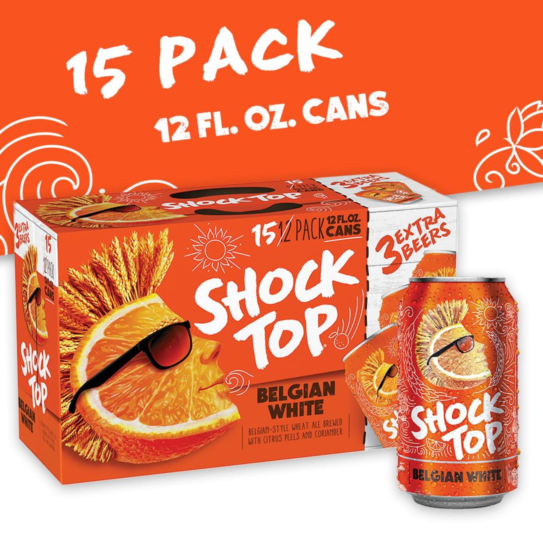Shock Top Belgian White Wheat Beer, 15 Pack Beer, 12 fl oz Aluminum ...