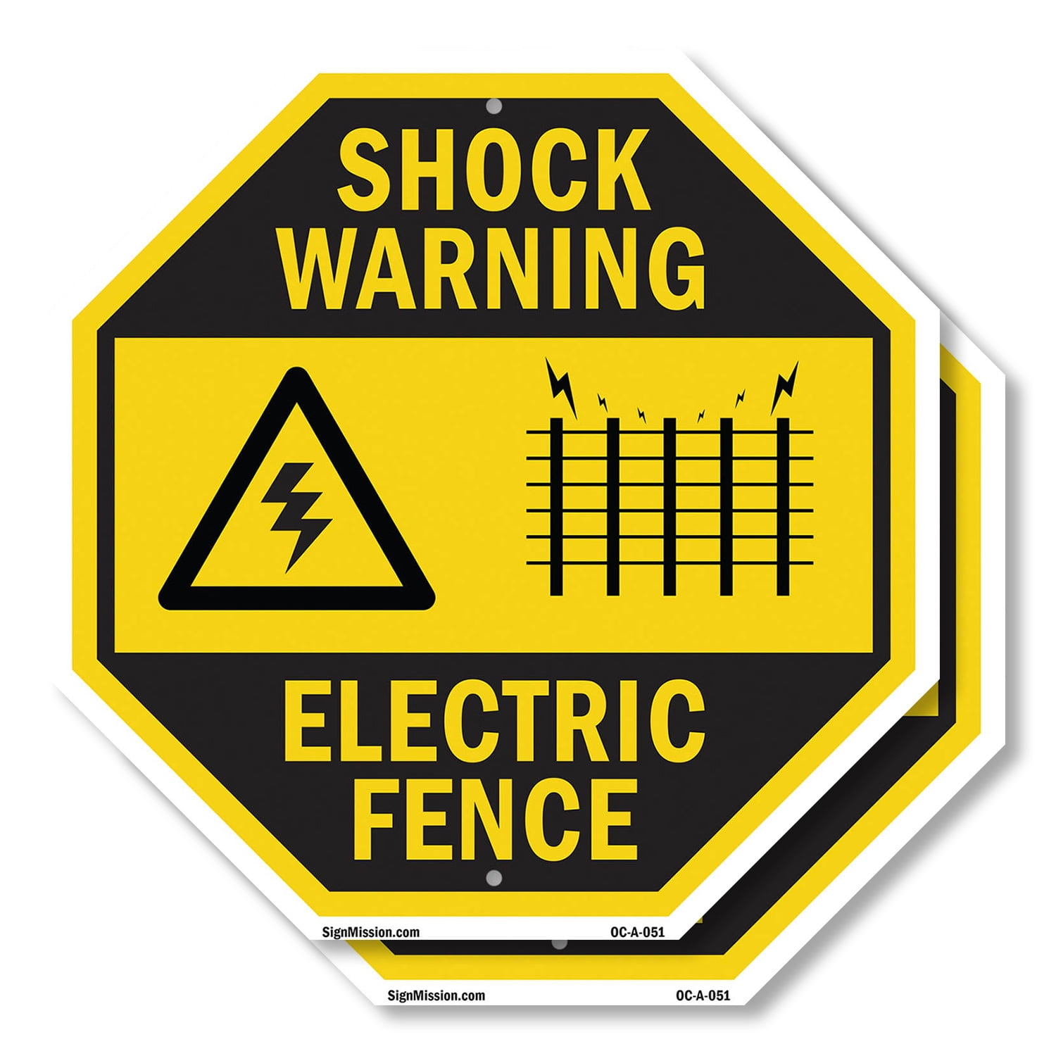 Shock Warning Electric Fence (2 Pack) 10 inch X 10 inch Octagon Plastic ...