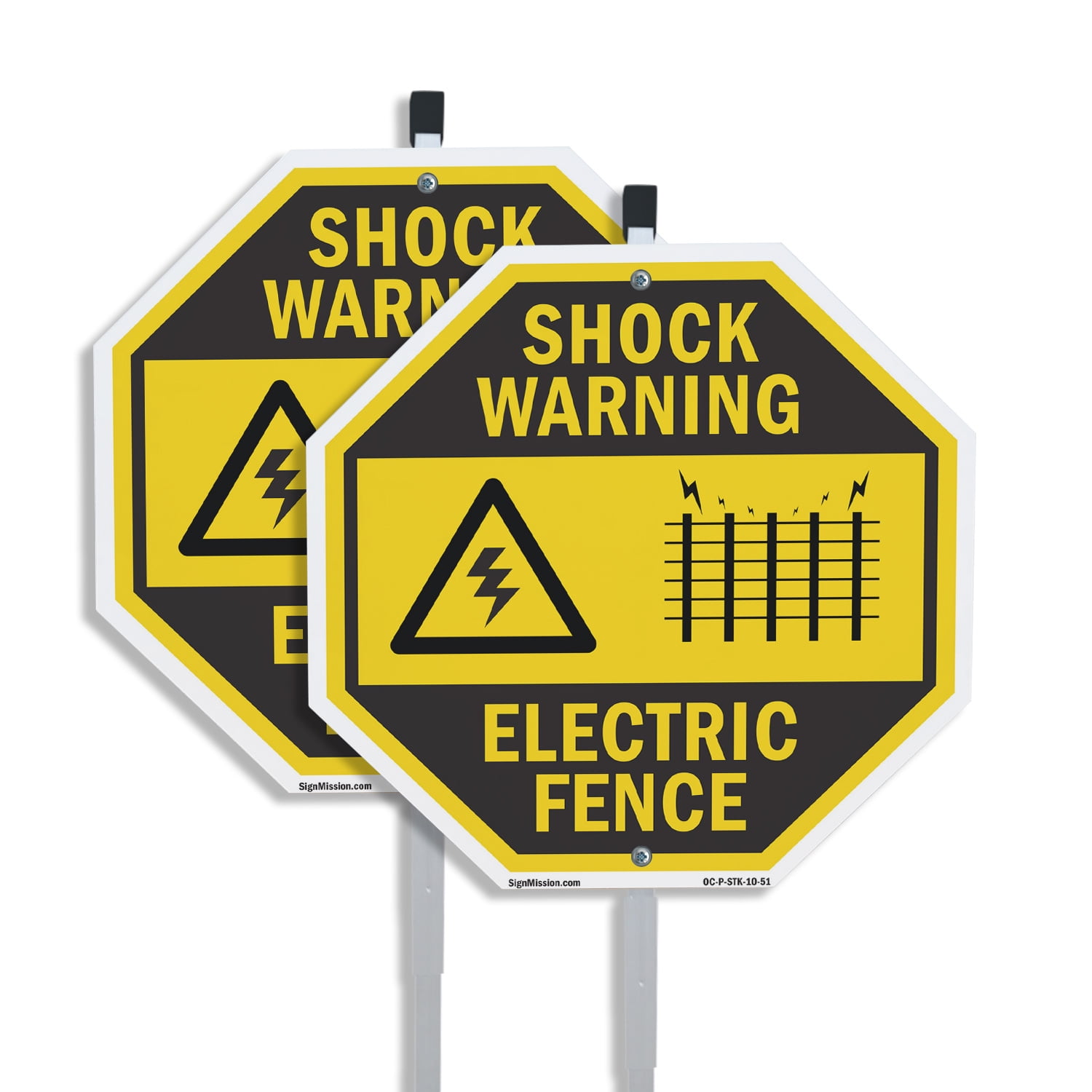 Shock Warning Electric Fence (2 Pack) 10 inch X 10 inch Octagon Plastic ...