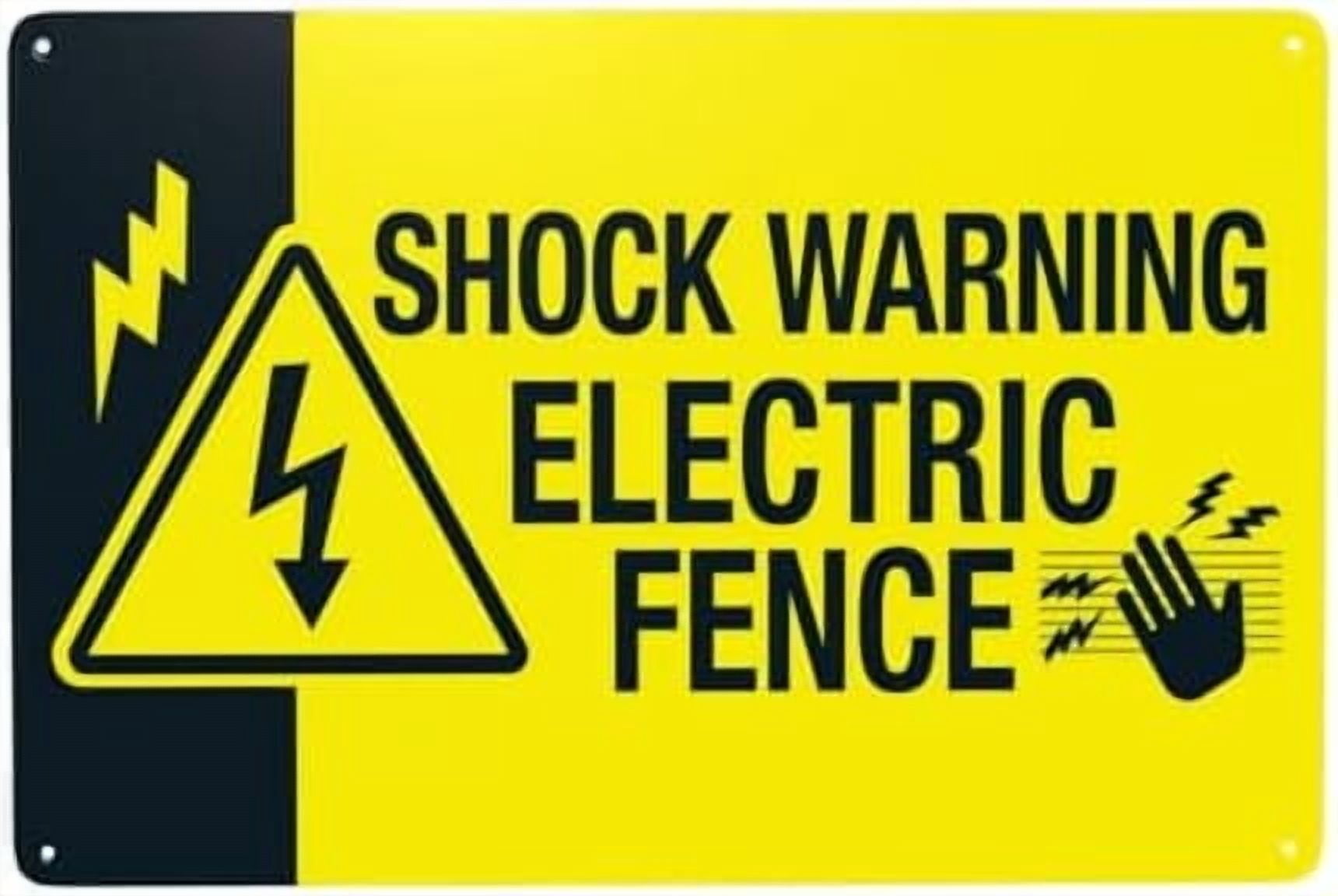 Shock Warning Electric Fence Warning Sign, Security Entrance Metal ...