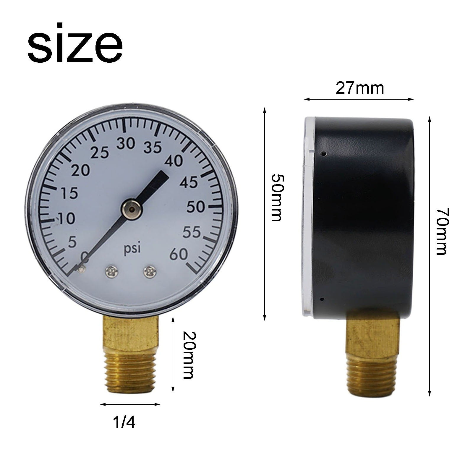 Shock-resistant 0-60psi Pressure Gauge 50mm Stainless-Steel Water Pressure Gauge - Walmart.com